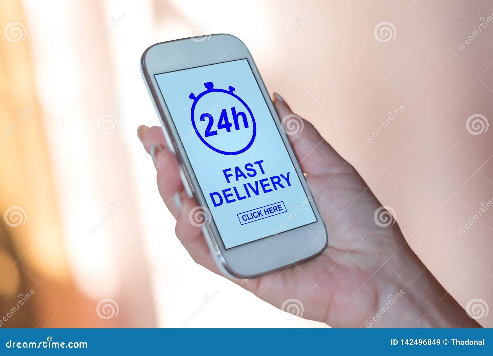 Fast Delivery Concept on a Smartphone Stock Image - Image of hour, fast ...