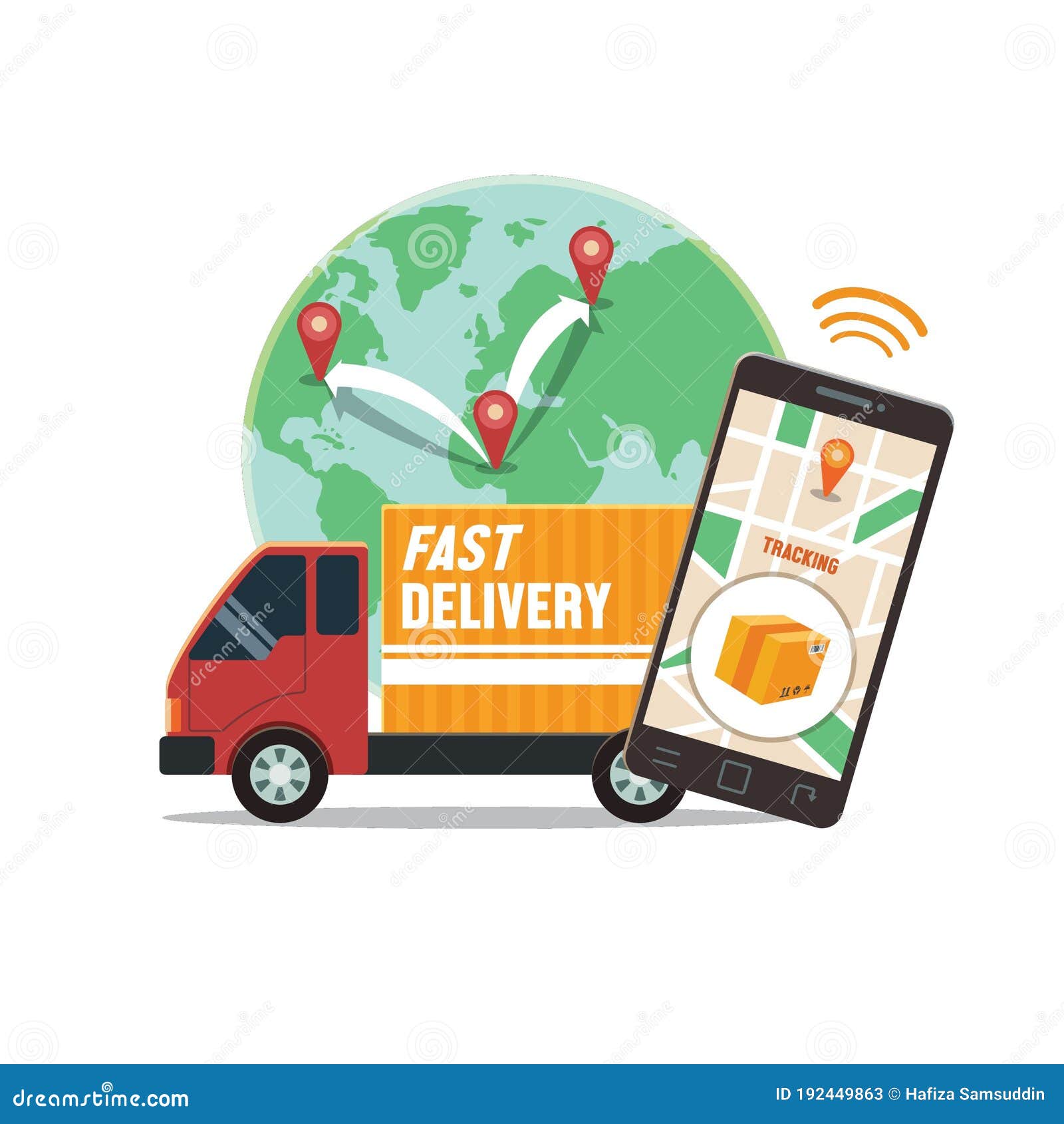 Fast Delivery Concept. Vector Illustration Decorative Design Stock ...