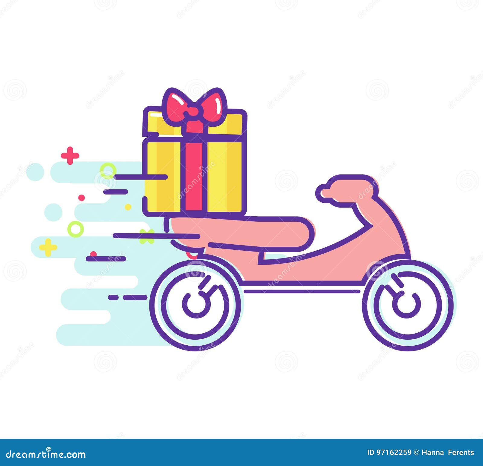 Fast Delivery Of Food On A Moped Stock Illustration Illustration Of