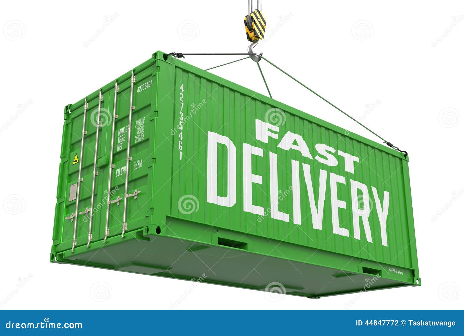 Fast Delivery - Green Hanging Cargo Container. Stock Photo - Image of ...