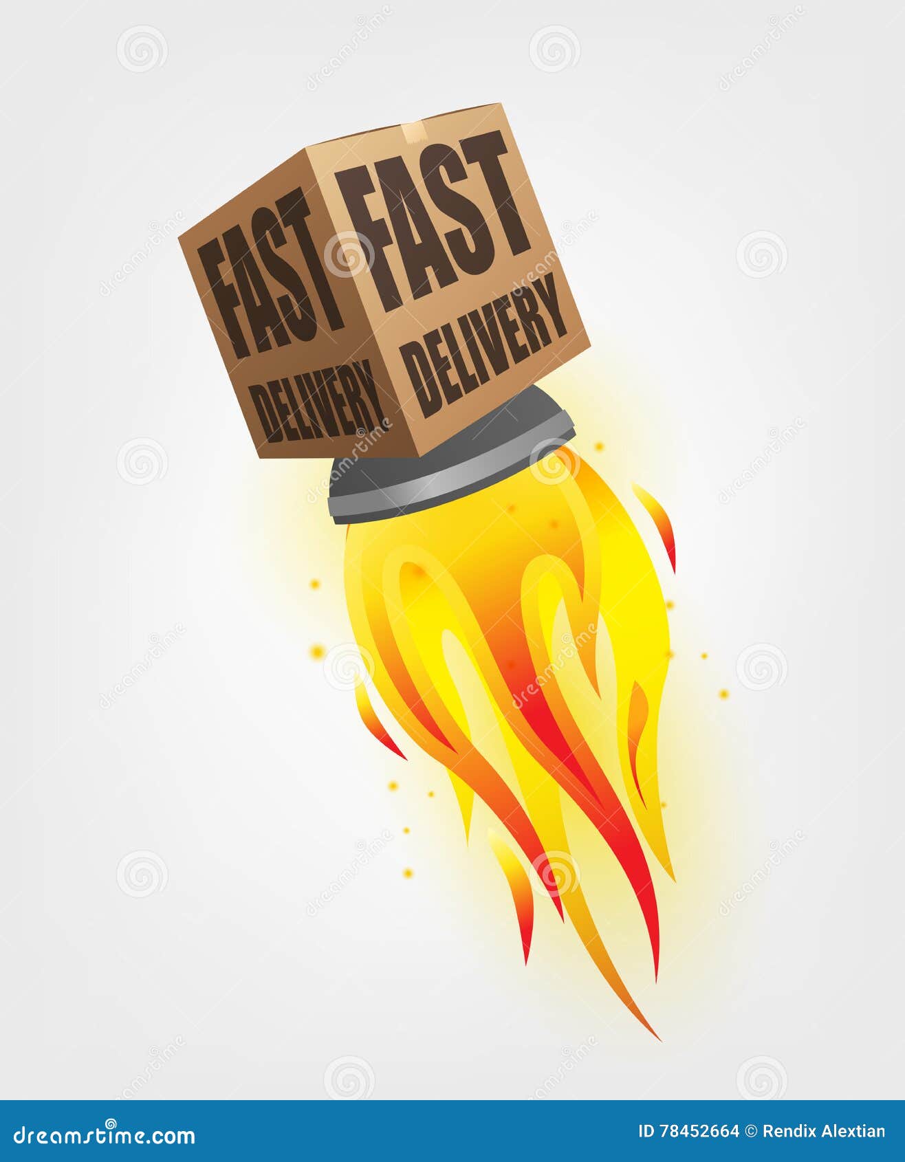 Fast Delivery Package Shipping Online with Rocket Concept Stock Vector ...