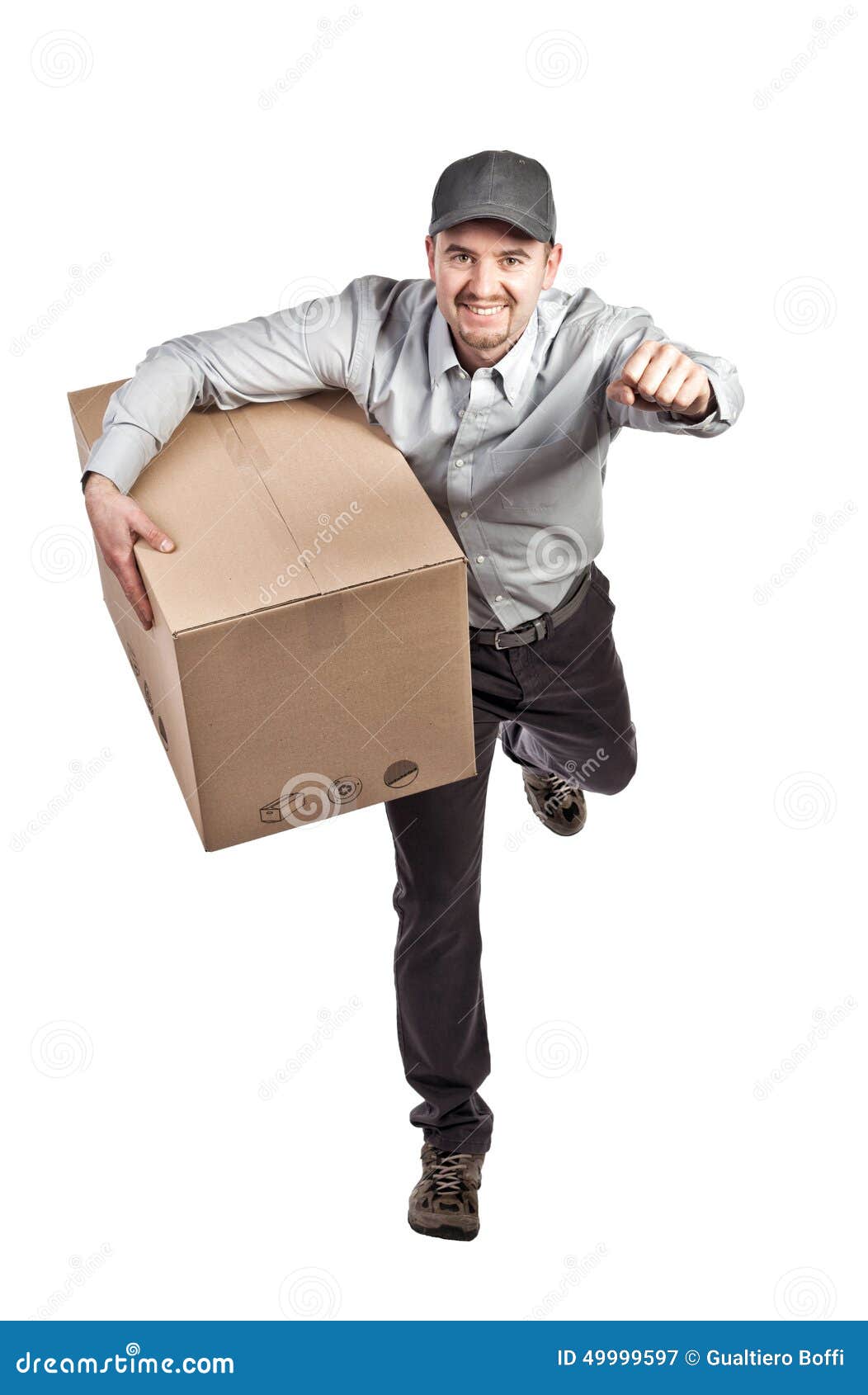 Fast delivery stock image. Image of cargo, isolated, smile - 49999597