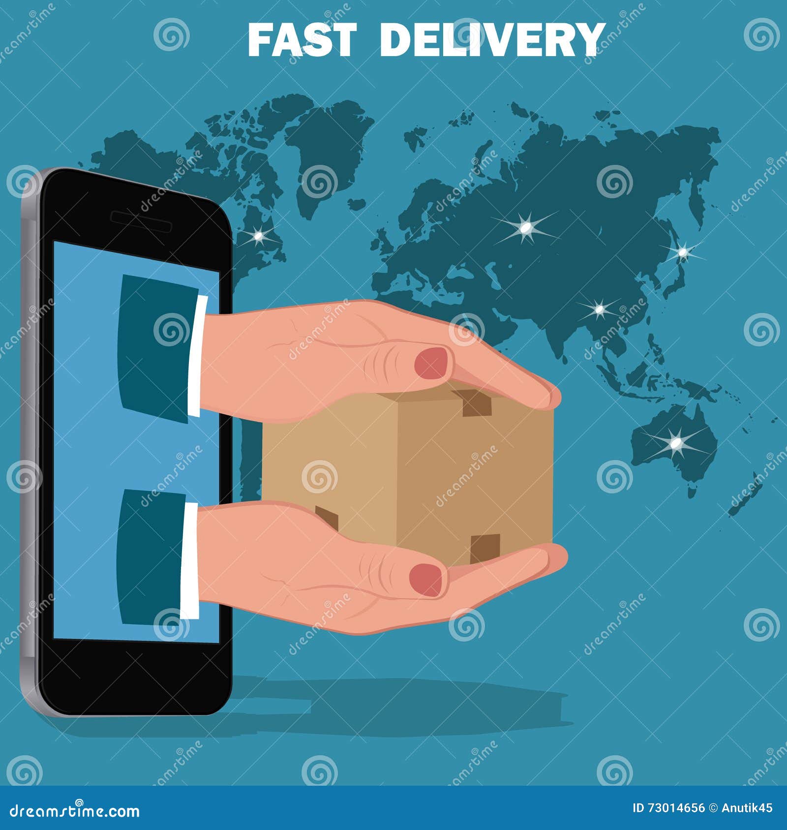 Fast Delivery Service, Flat Design, Vector Illustration Stock Vector ...