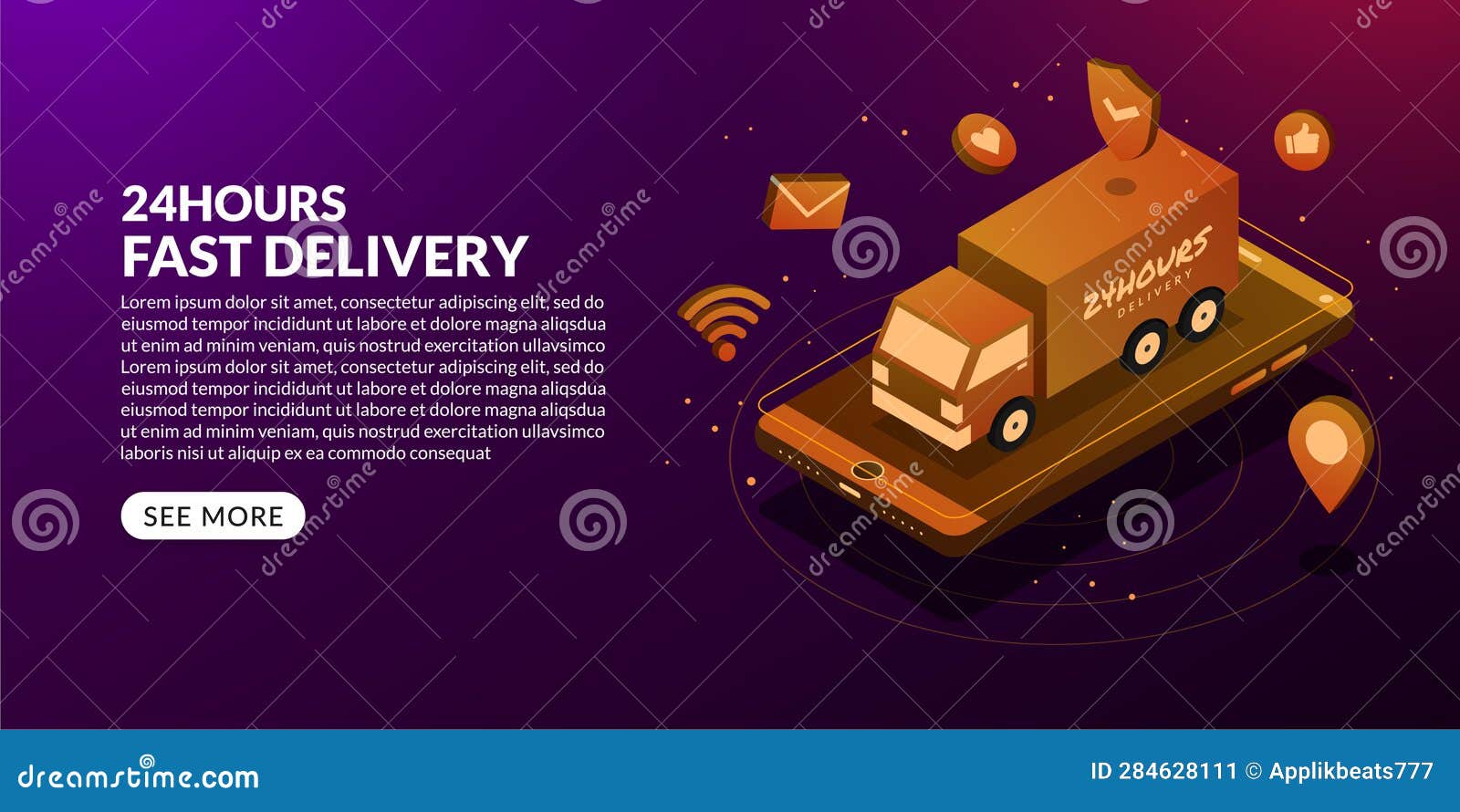 Fast Delivery Service in Sometric Design, Online Logistic Concept Stock ...