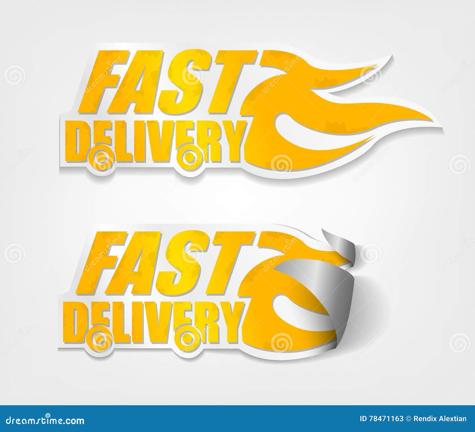 Fast Delivery Stickers with Curl Sets Stock Vector - Illustration of ...