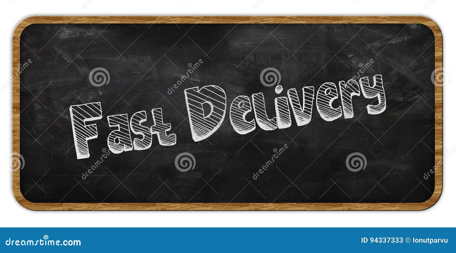 FAST DELIVERY Written in Chalk on Blackboard. Wood Frame Stock ...