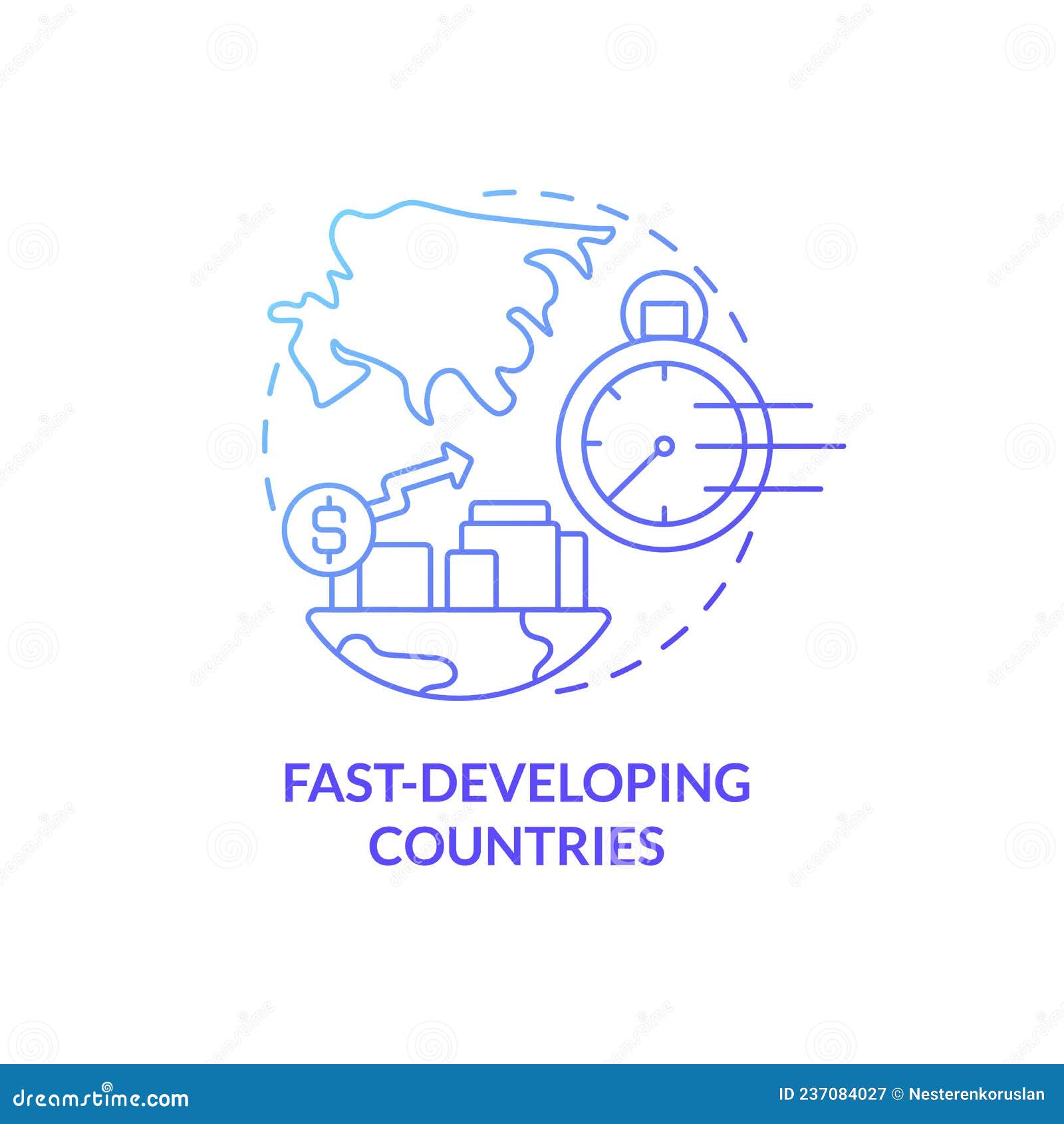 Fast-developing Countries Blue Gradient Concept Icon Stock Vector ...
