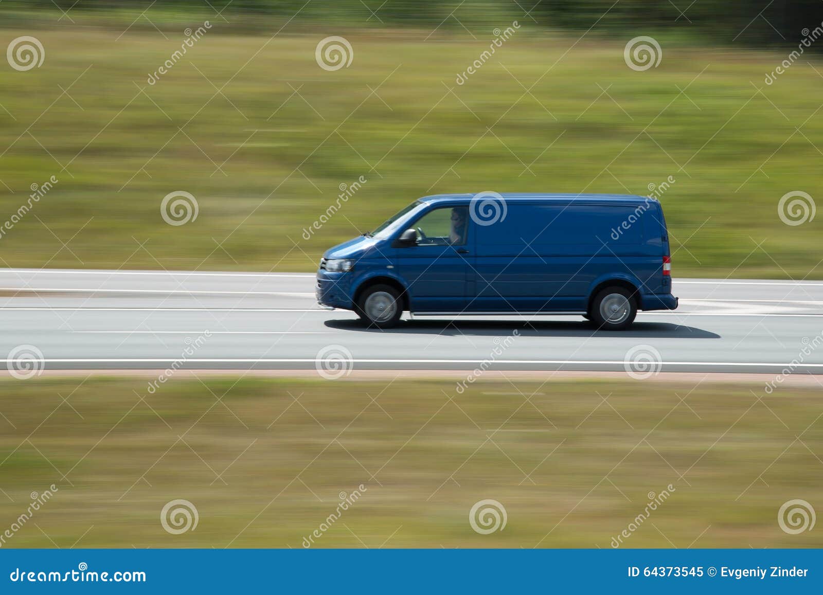 Fast Driving Blue Minivan Car Stock Image - Image of mini, blue: 64373545
