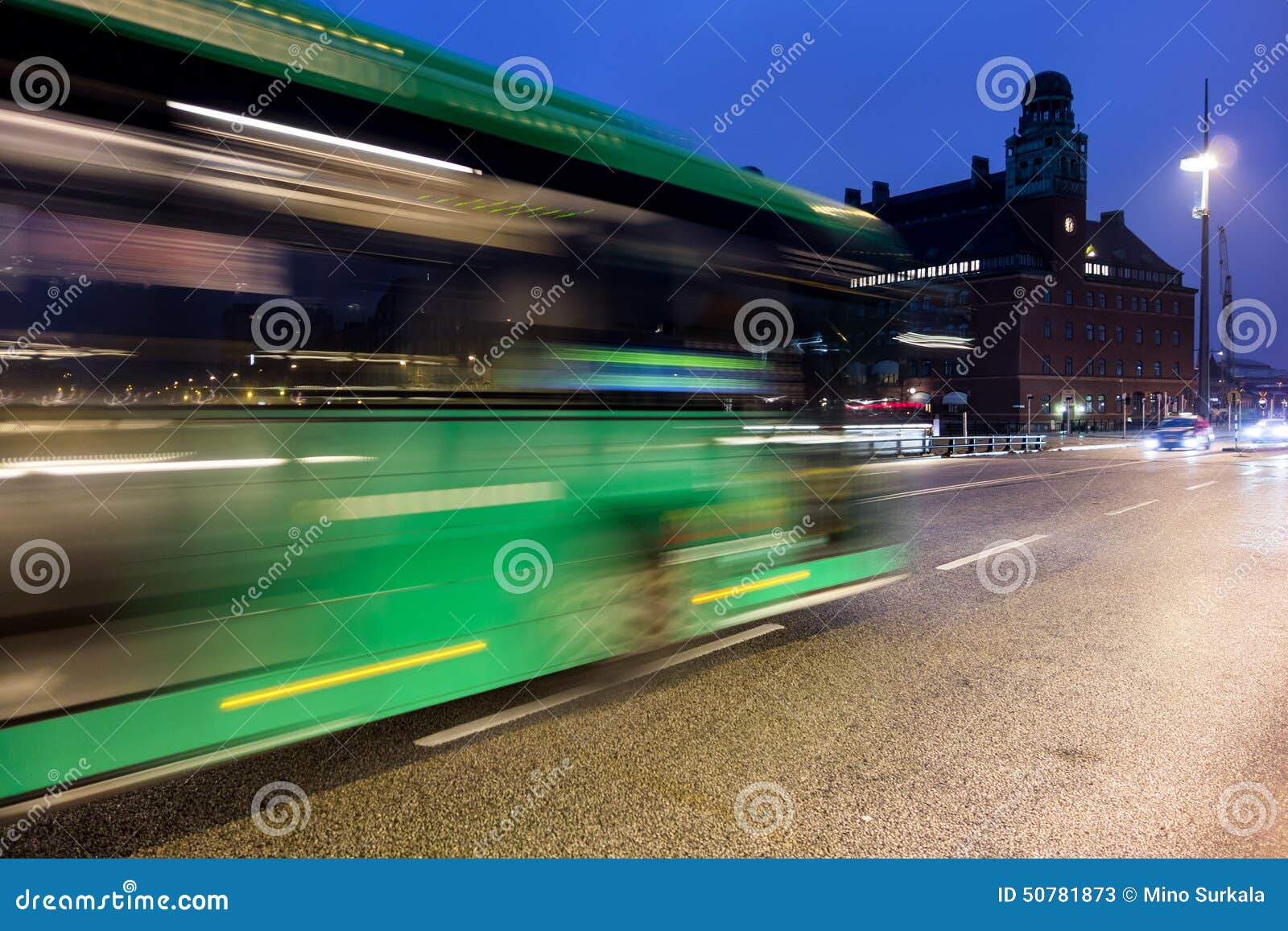 Fast driving bus stock image. Image of building, glow - 50781873