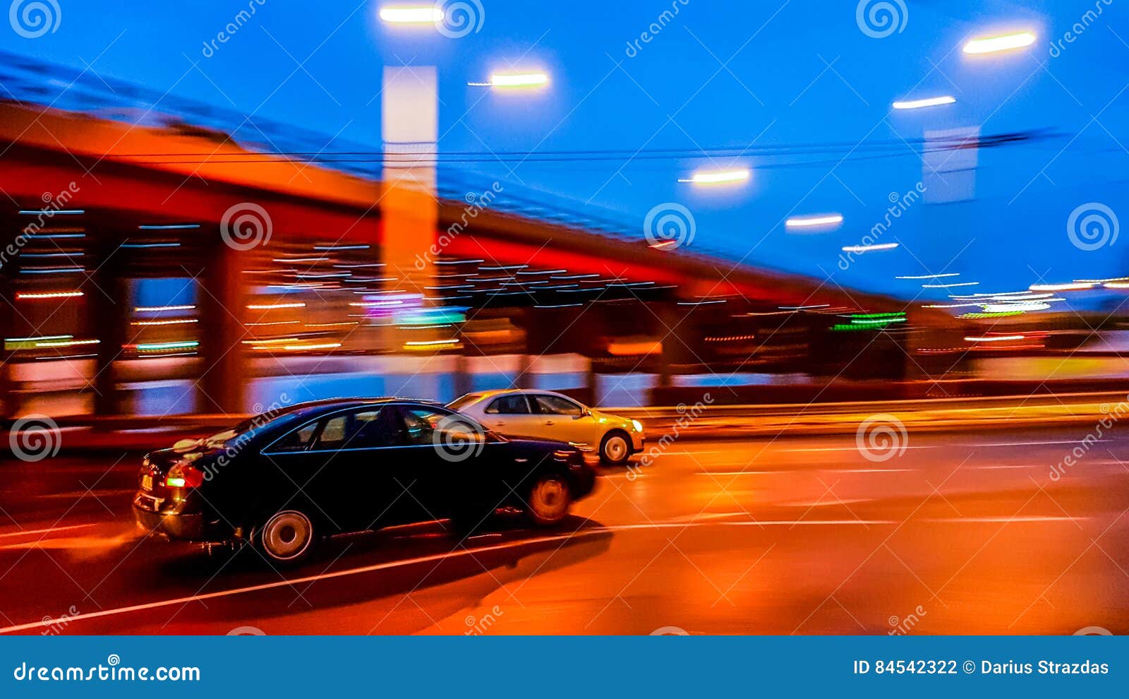 Fast driving at night stock photo. Image of fast, city - 84542322