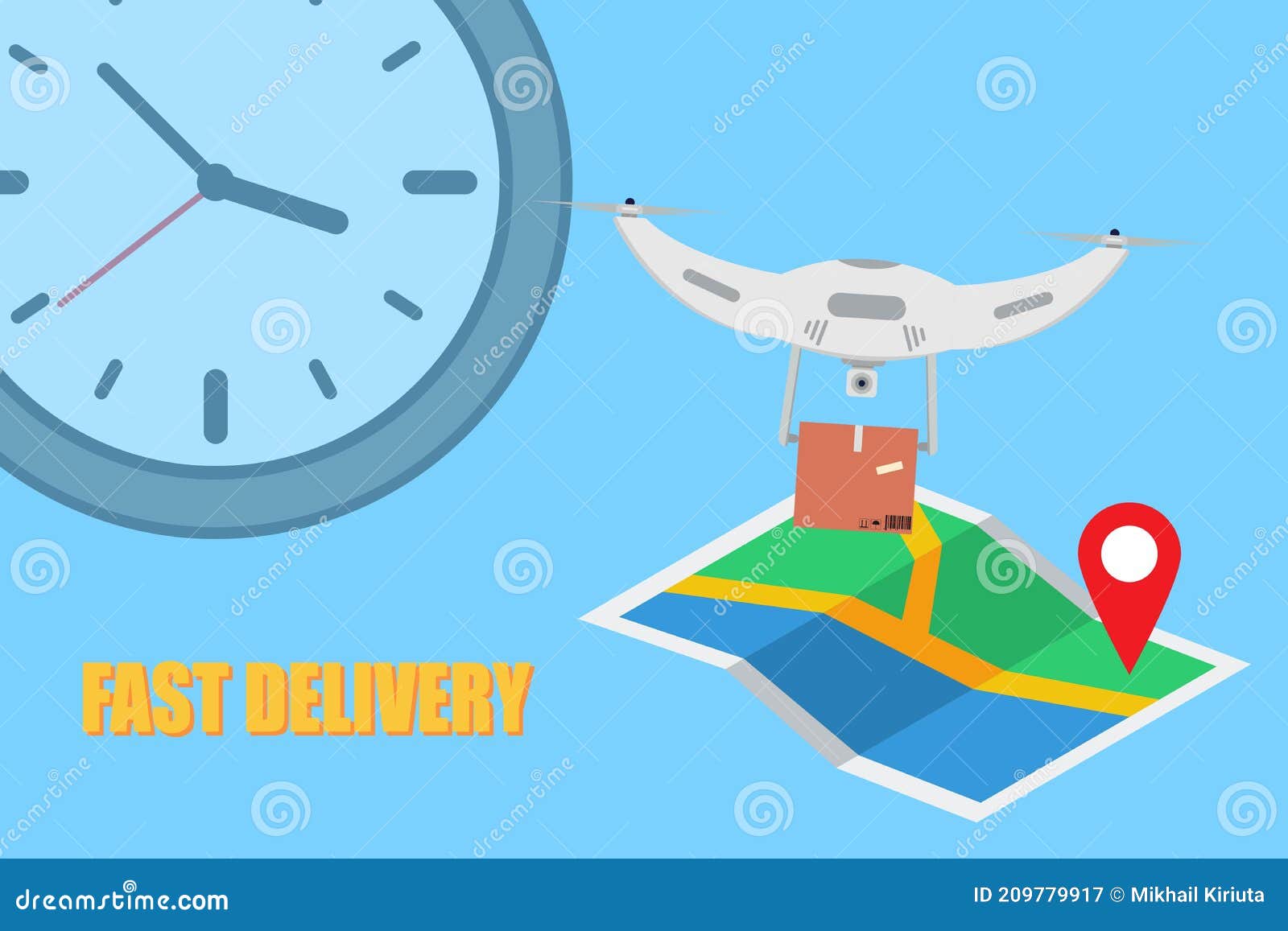 Fast Drone Delivery Boxes, Packaging, Illustration Concept of Modern ...