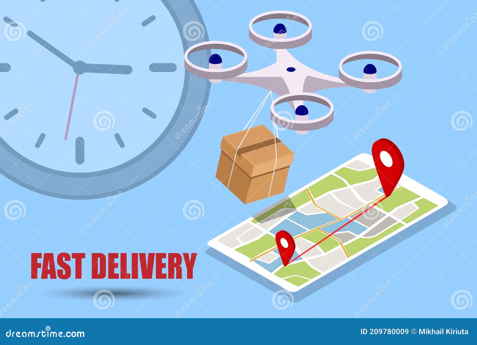 Fast Drone Delivery Boxes, Packaging, Illustration Concept of Modern ...