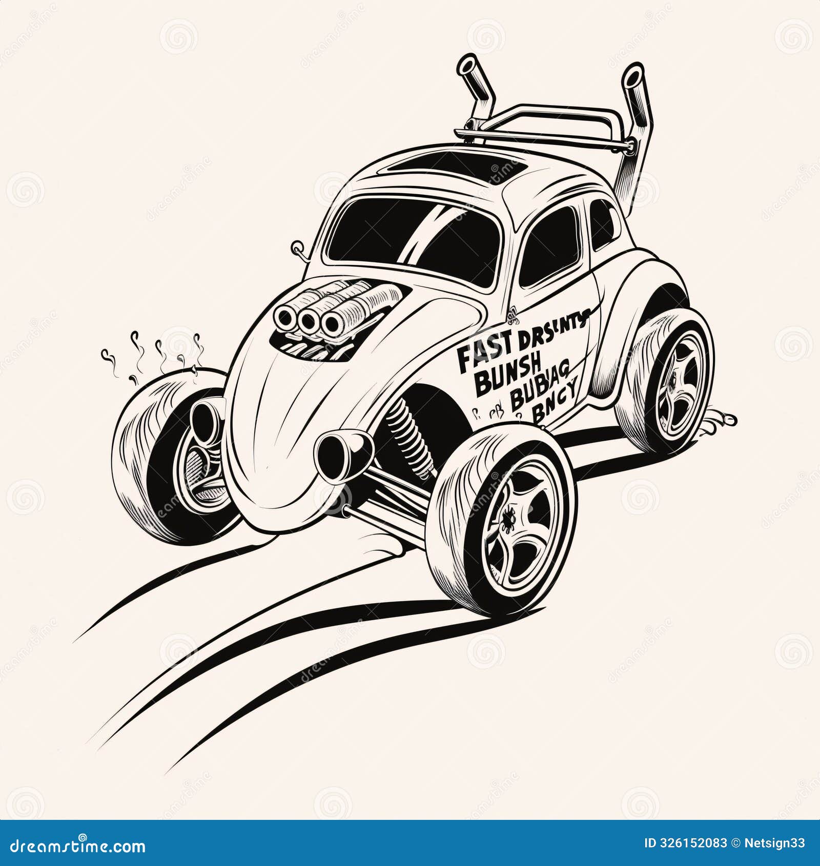 Fast Dune Buggy - a Black and White Drawing of a Car Stock Illustration ...