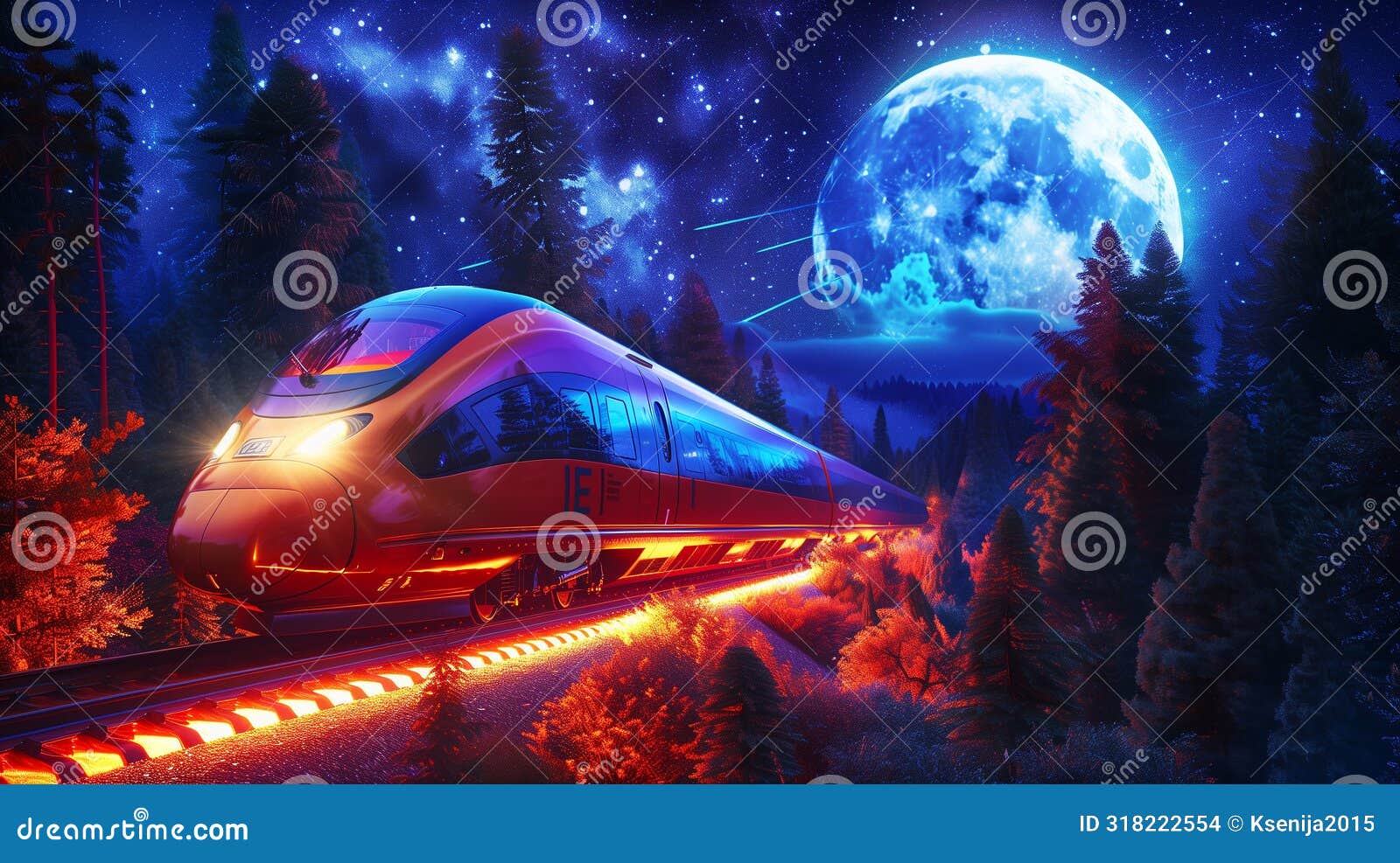 Fast Express Passenger Train on High Speed Railway Moving from Flash ...