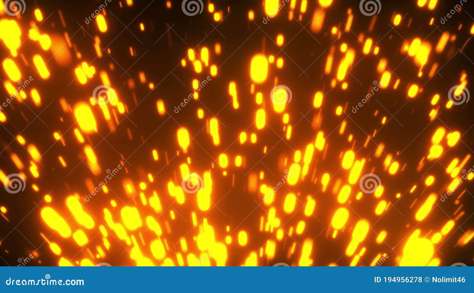 Fast Flight of Embers in the Dark Space, 3d Rendering Computer ...