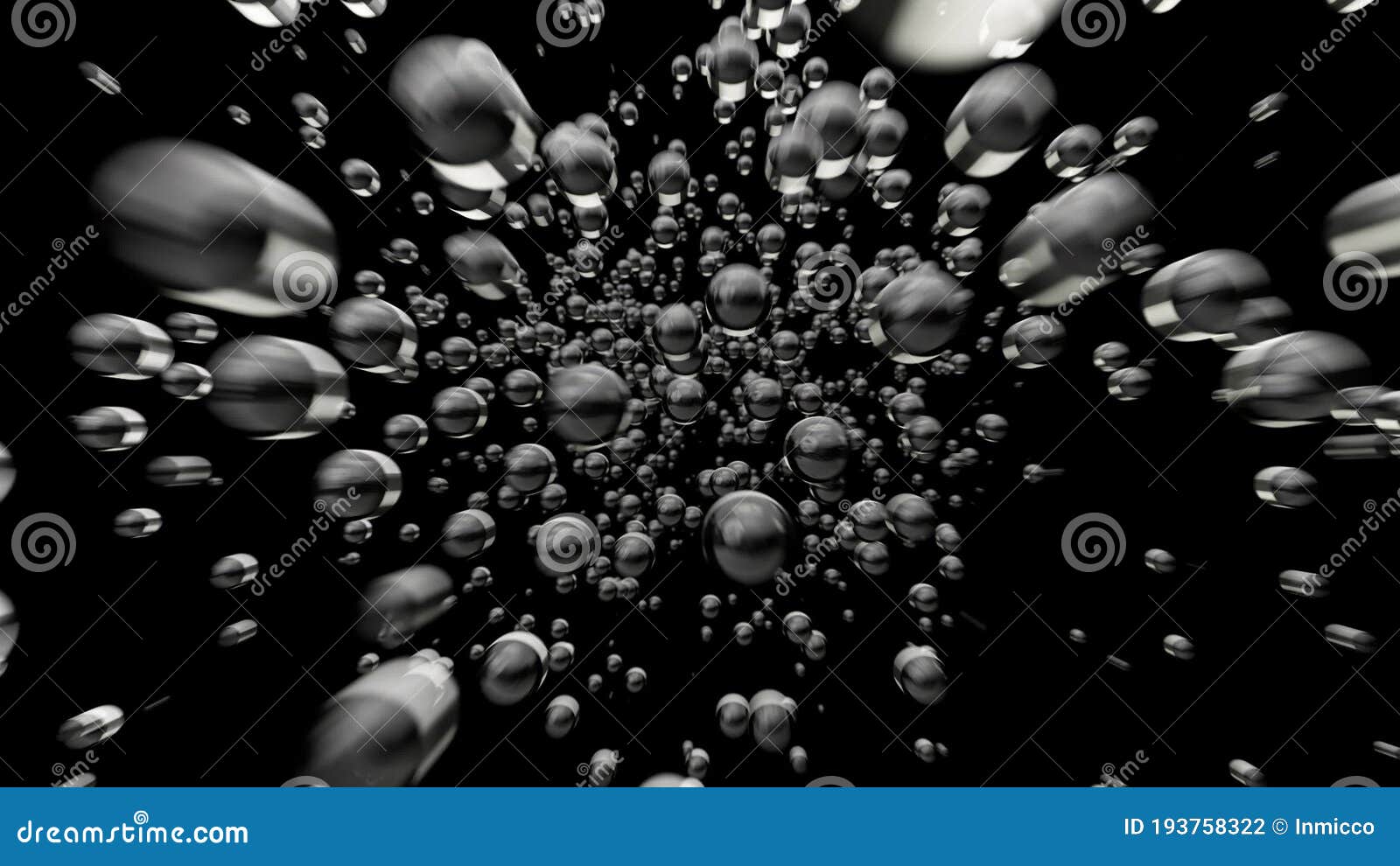 Fast Flight through an Underwater Water Cloud of Bubbles on a Black ...