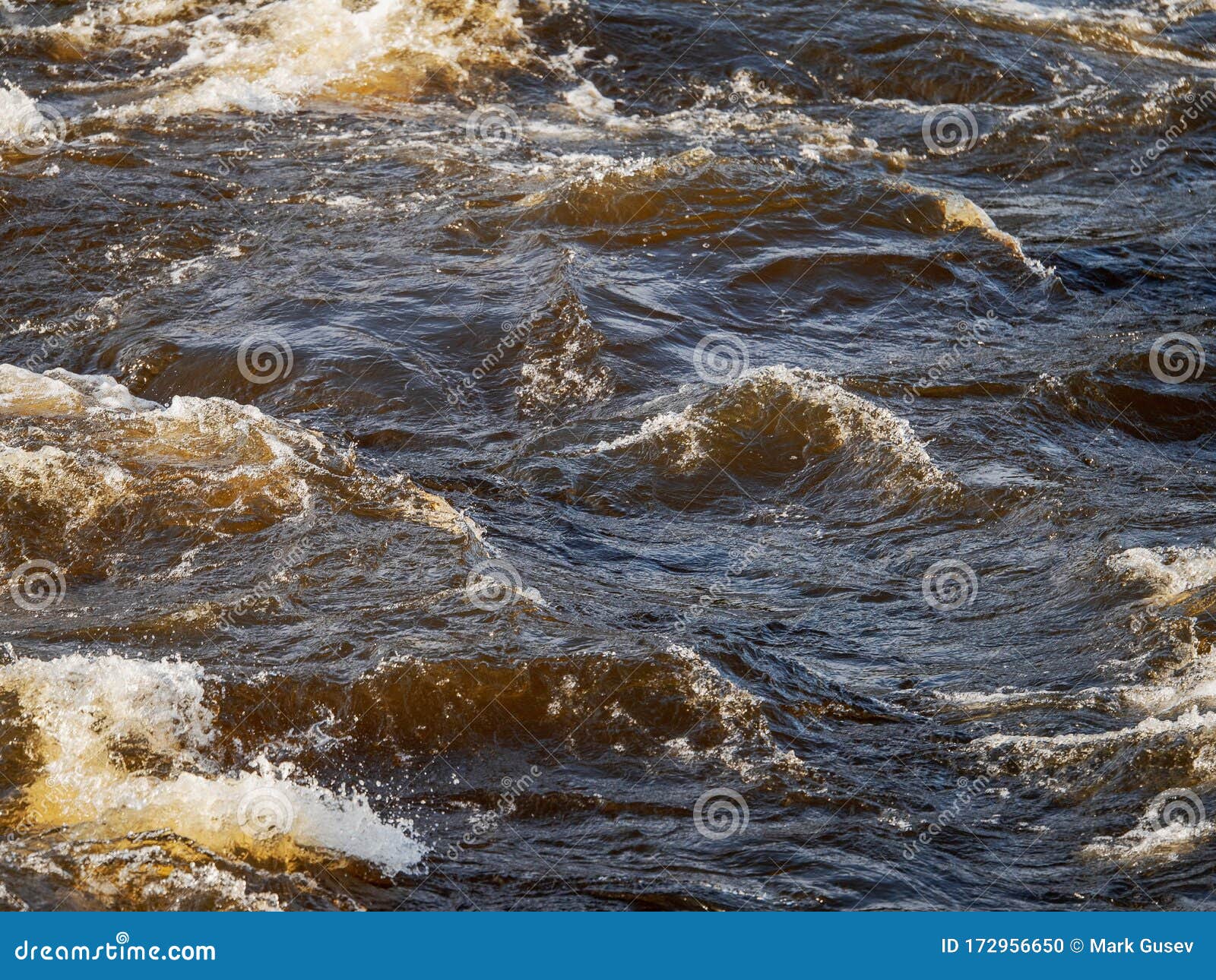 Fast Flow in a River with Waves Crushing and Ripples, Abstract Nature ...