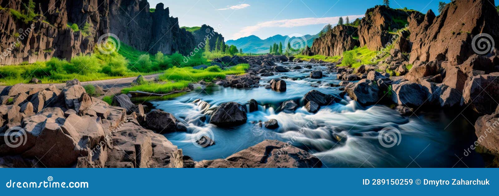 Fast-flowing River Cutting through a Rocky Gorge, Emphasizing the ...