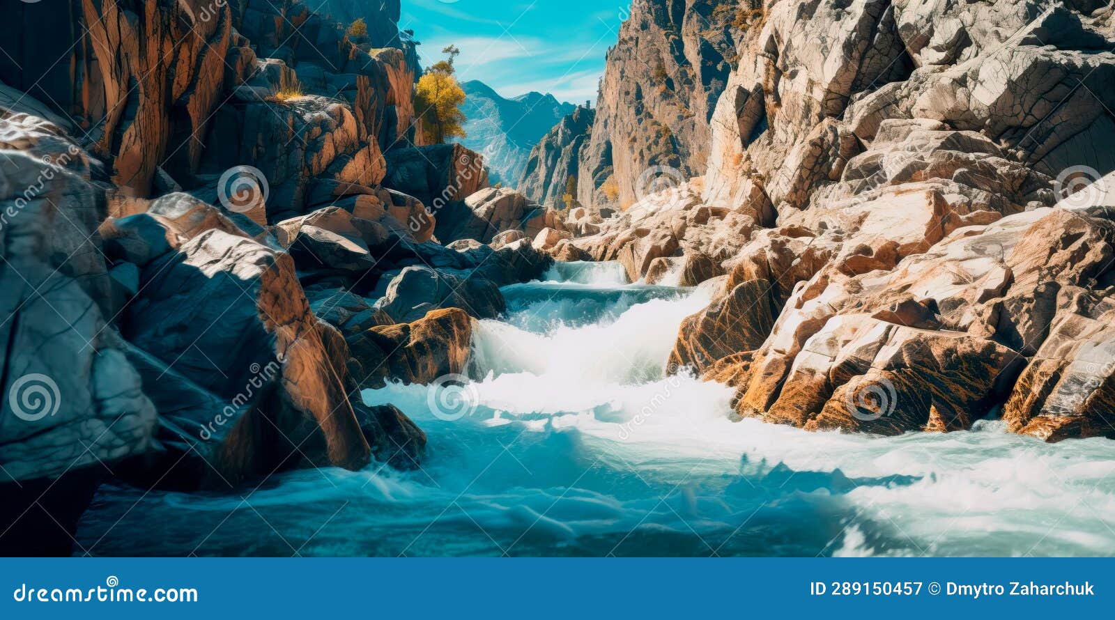 Fast-flowing River Cutting through a Rocky Gorge, Emphasizing the ...