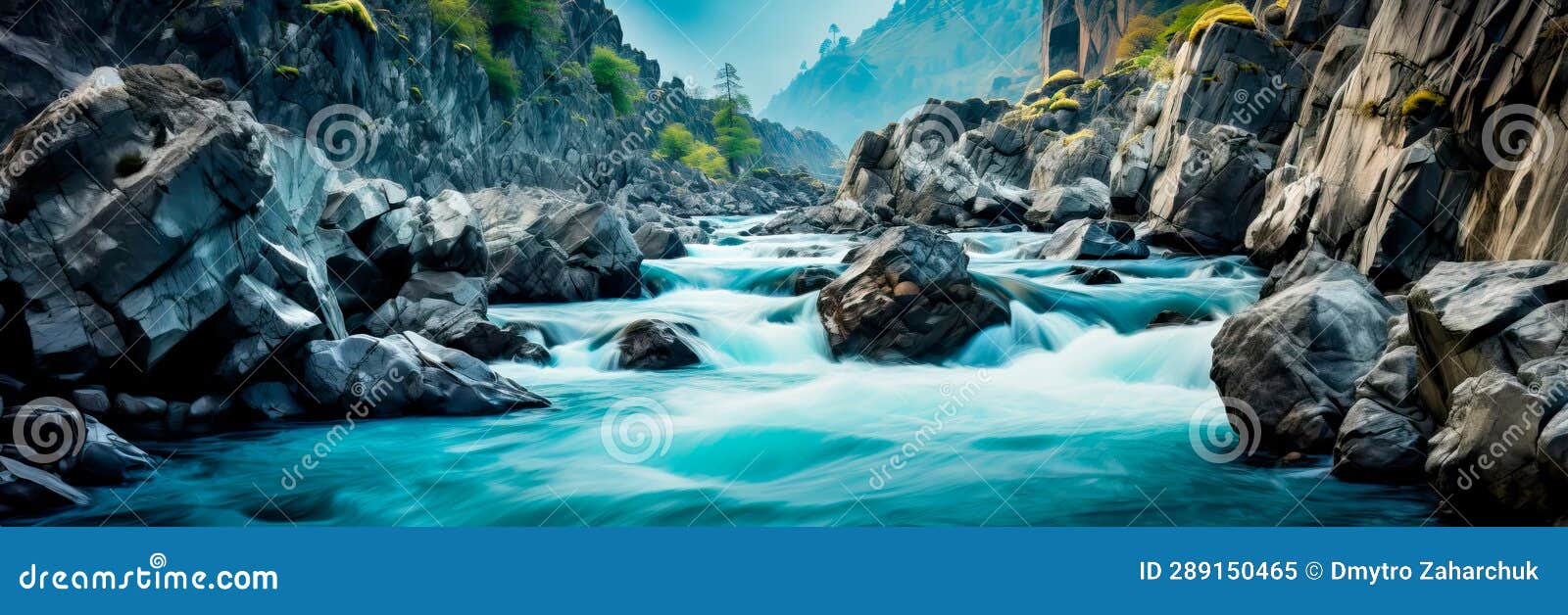 Fast-flowing River Cutting through a Rocky Gorge, Emphasizing the ...