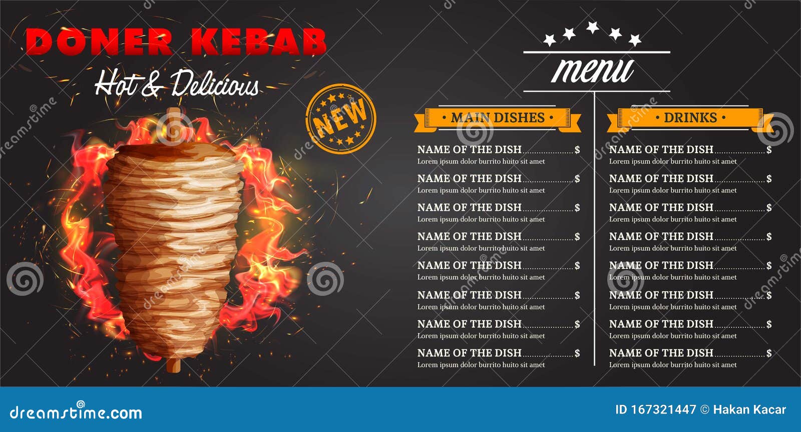 Doner Kebab Cooking and Ingredients for Kebab. Stock Vector ...