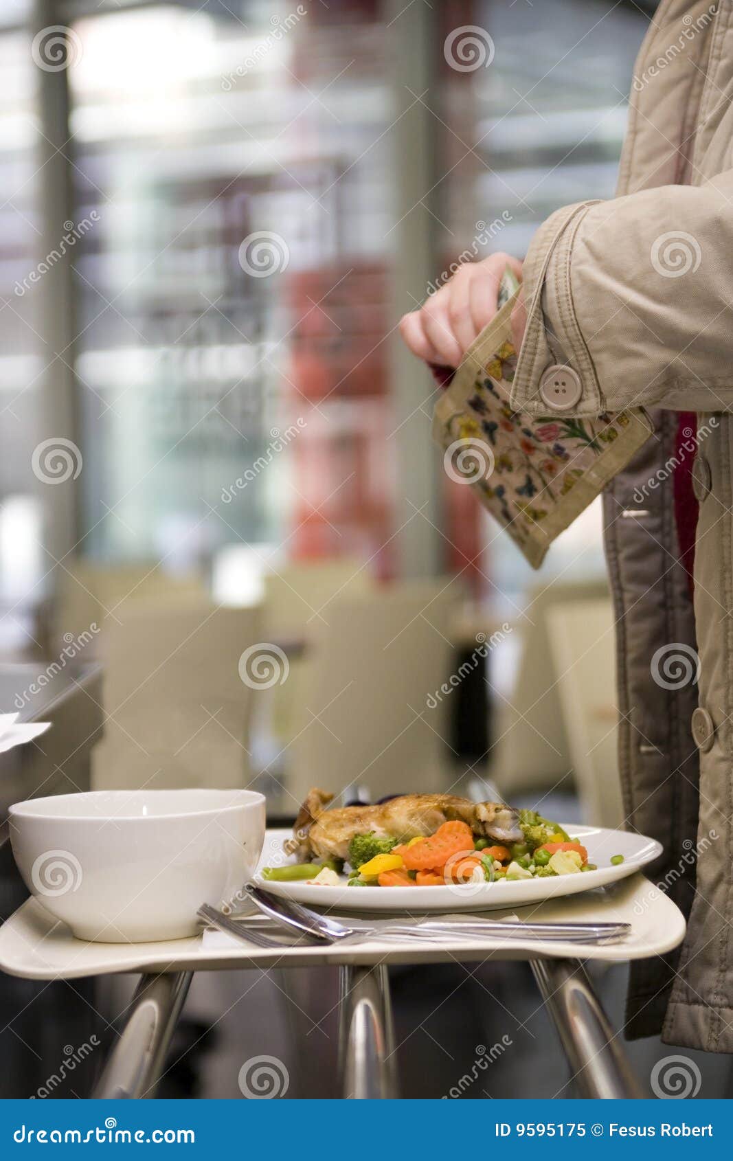Empty Fast Food Packages And Crumpled Tissue On Plastic Tray, Self ...