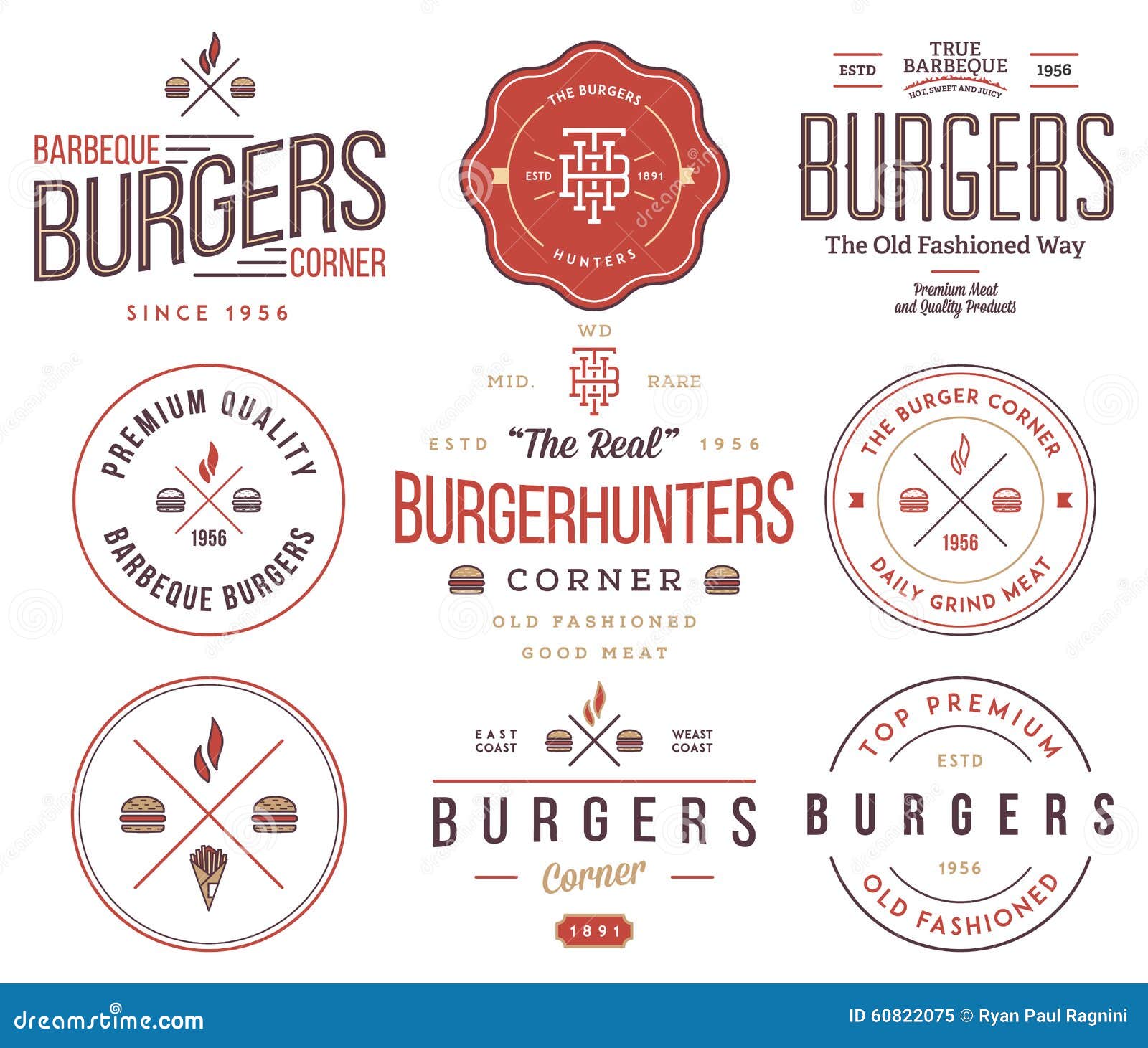 Fast Food Badges and Icons Colored 2 Stock Illustration - Illustration ...
