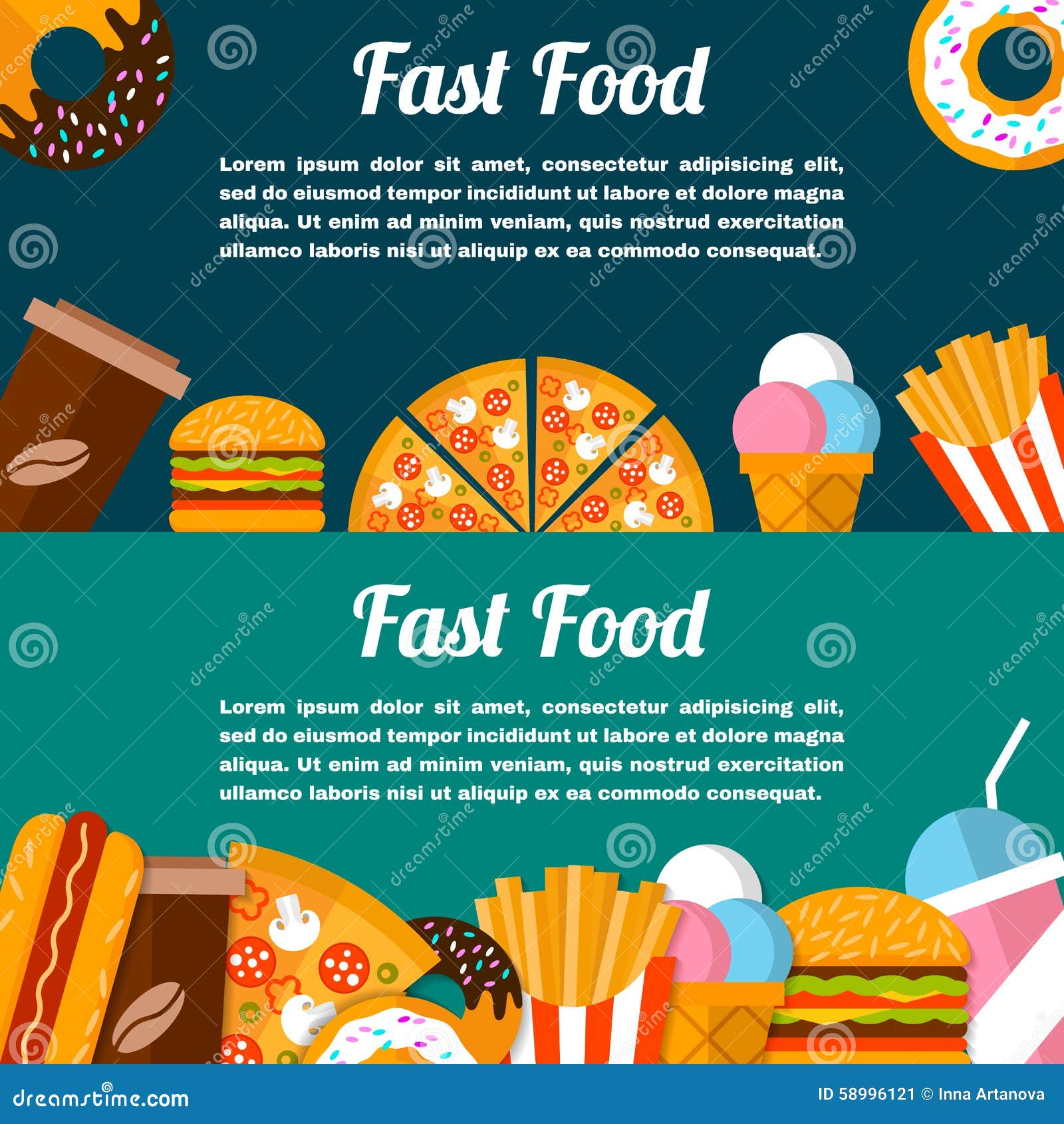 Fast food banner. stock vector. Illustration of ready - 58996121