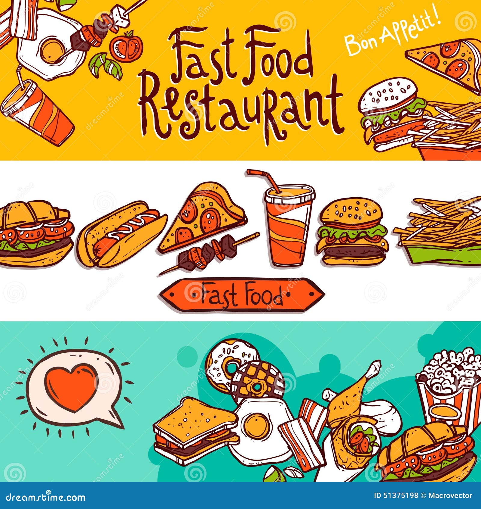 Fast Food Banners stock vector. Illustration of breakfast - 51375198