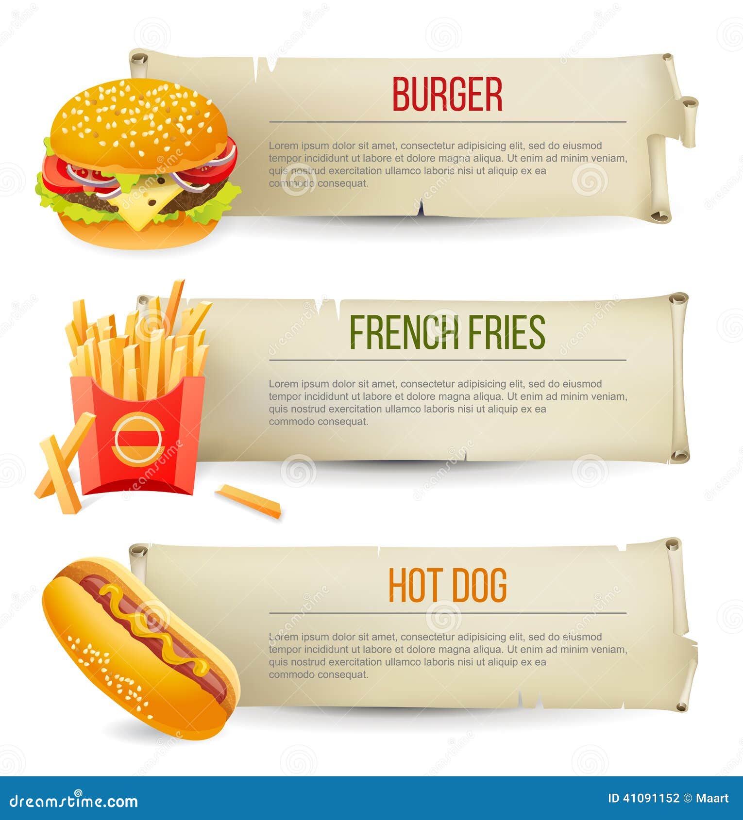 Fast food banners stock vector. Illustration of tomato - 41091152