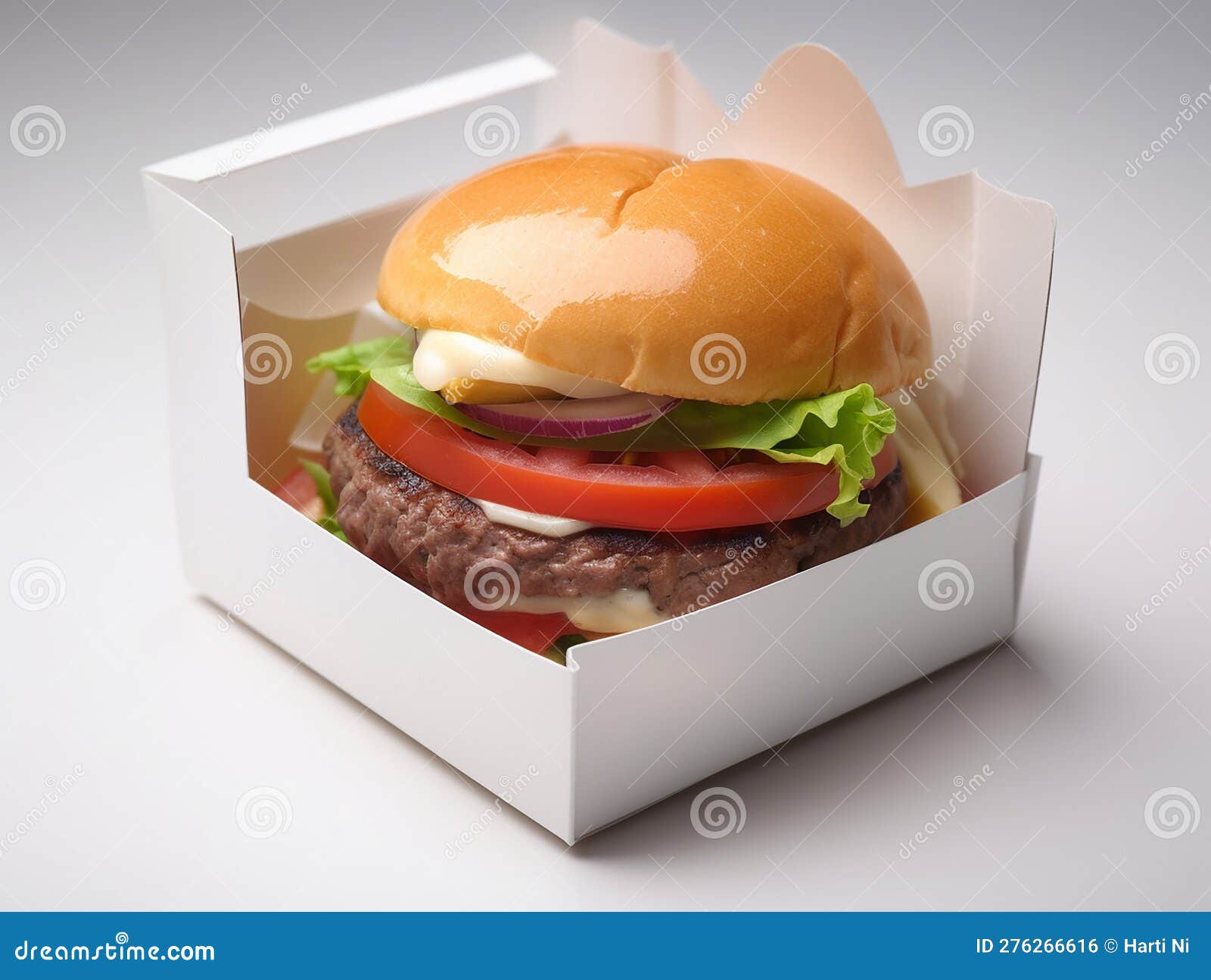 Fast Food Beef Burger Delicious Packaged in a Practical Box Stock ...