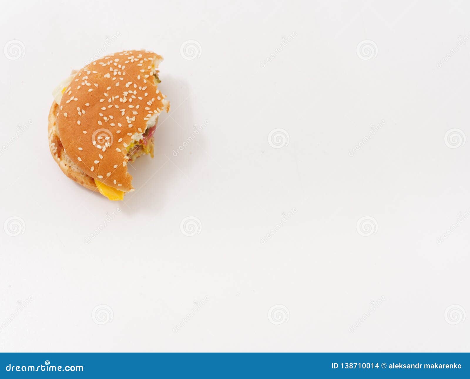 Fast Food Bitten Burger on White Background Stock Photo - Image of beef ...