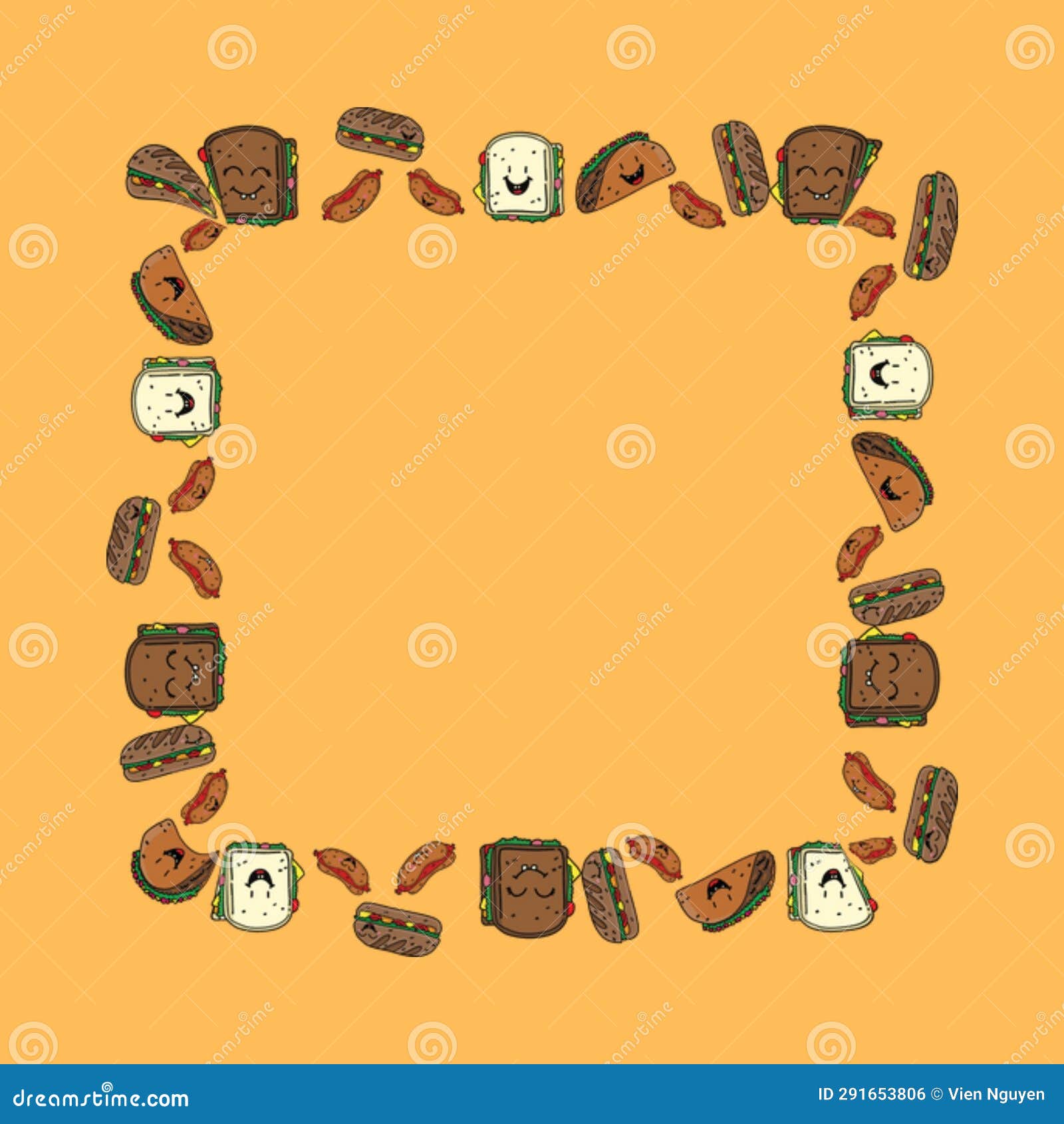 Fast Food Border Frames 12x12 - 1 Stock Illustration - Illustration of ...