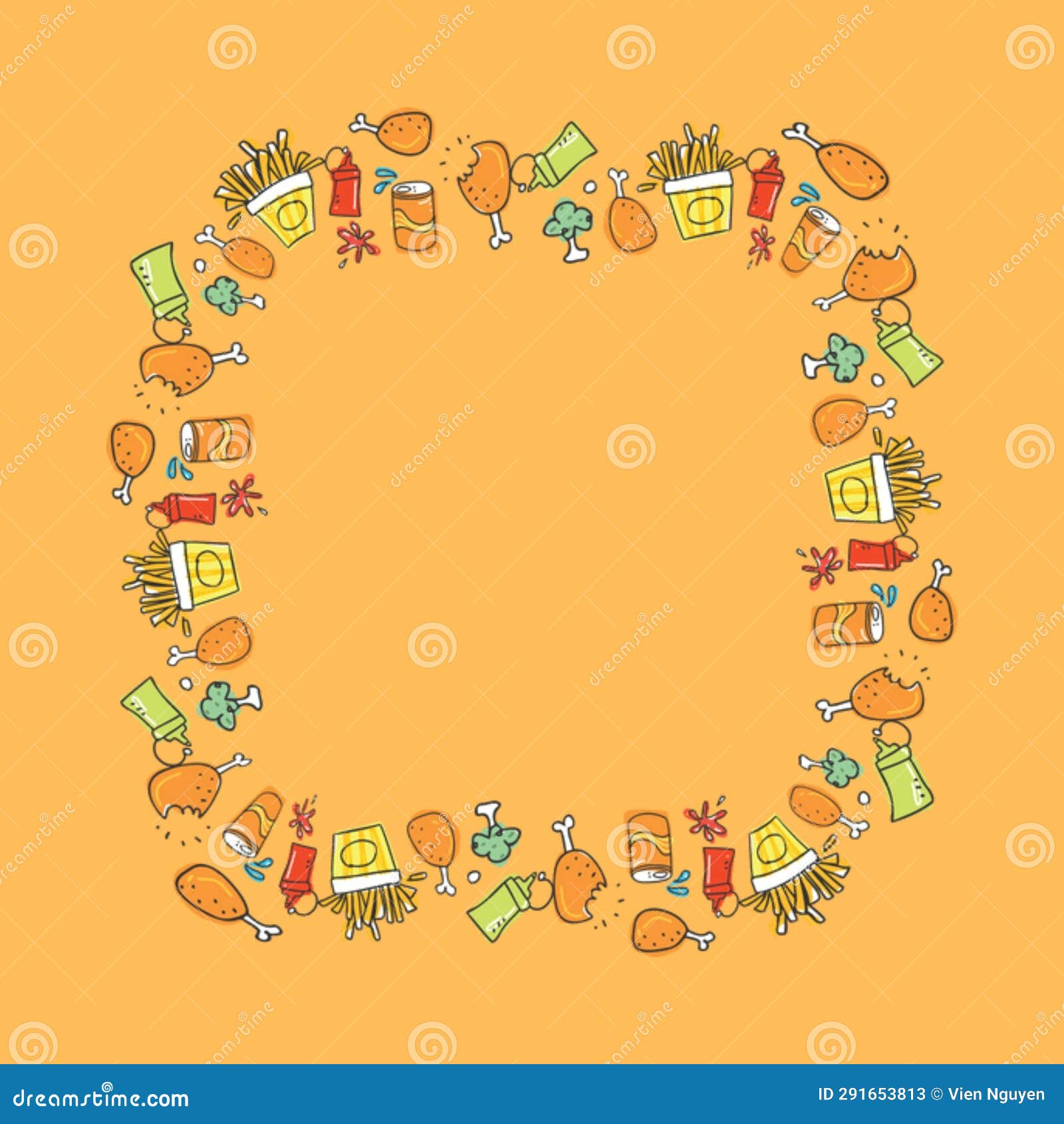 Fast Food Border Frames 12x12 - 3 Stock Illustration - Illustration of ...