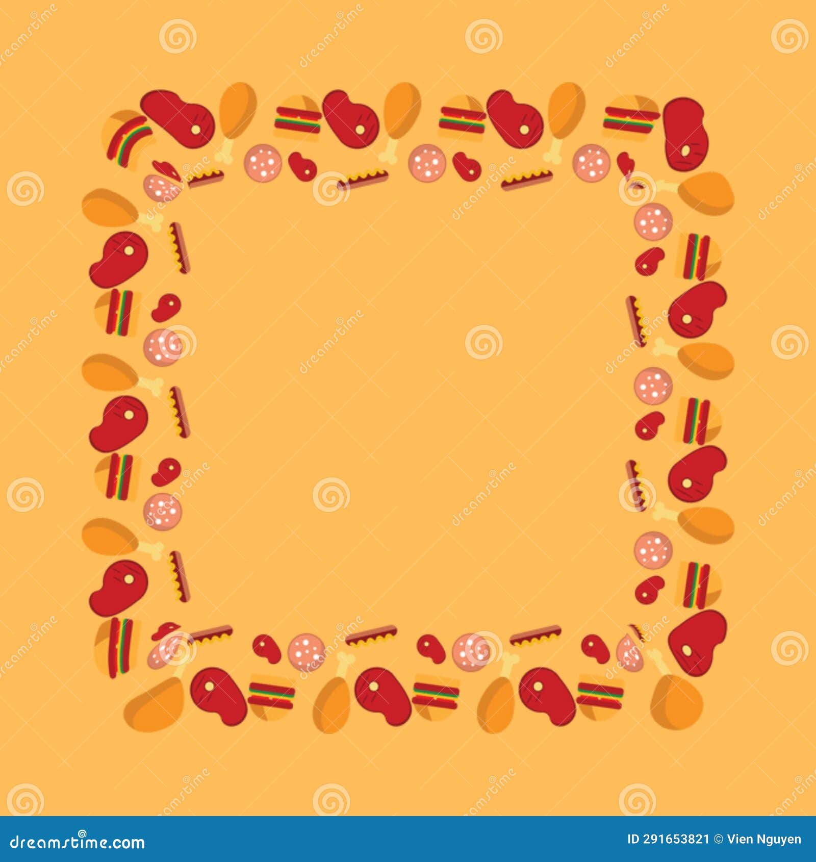Fast Food Border Frames 12x12 - 5 Stock Illustration - Illustration of ...