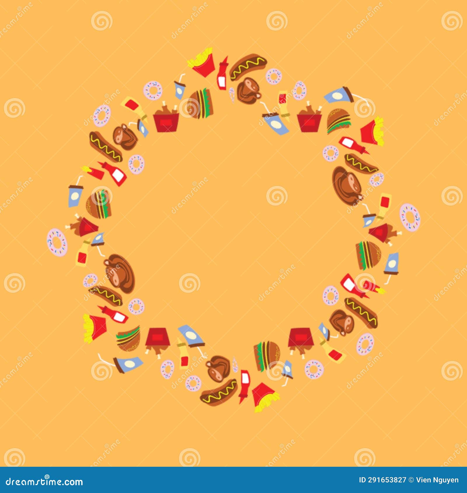 Fast Food Border Frames 12x12 - 8 Stock Illustration - Illustration of ...