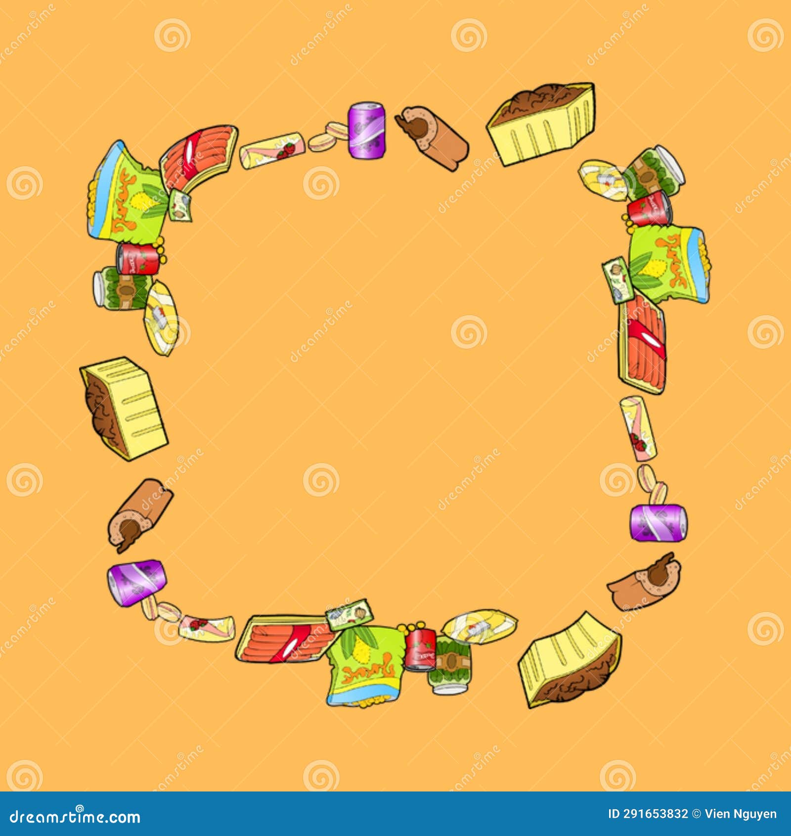 Fast Food Border Frames 12x12 - 9 Stock Illustration - Illustration of ...