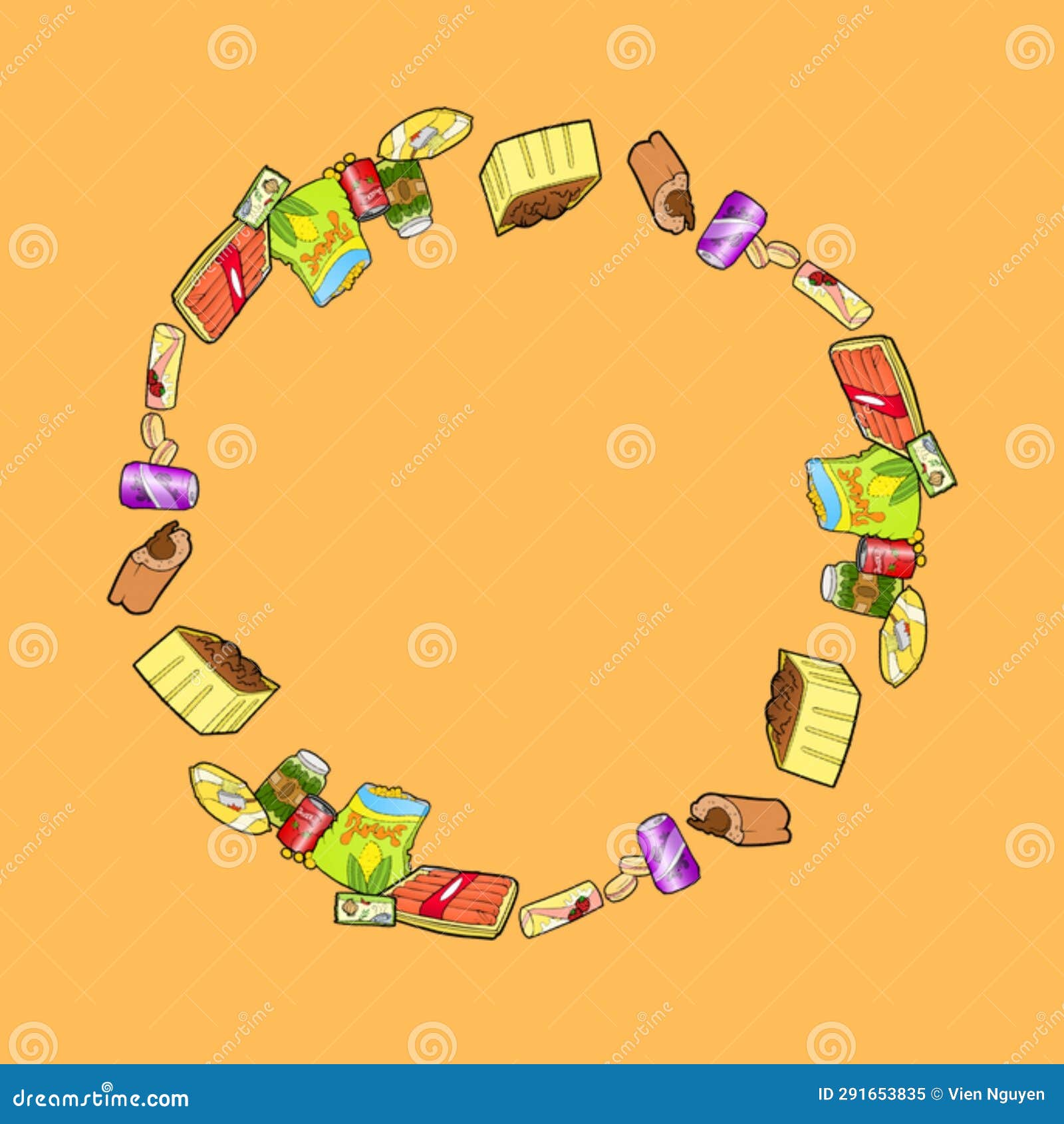 Fast Food Border Frames 12x12 - 10 Stock Illustration - Illustration of ...