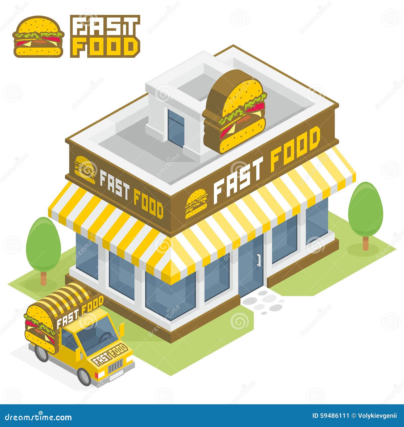 Fast Food building stock vector. Illustration of property - 59486111
