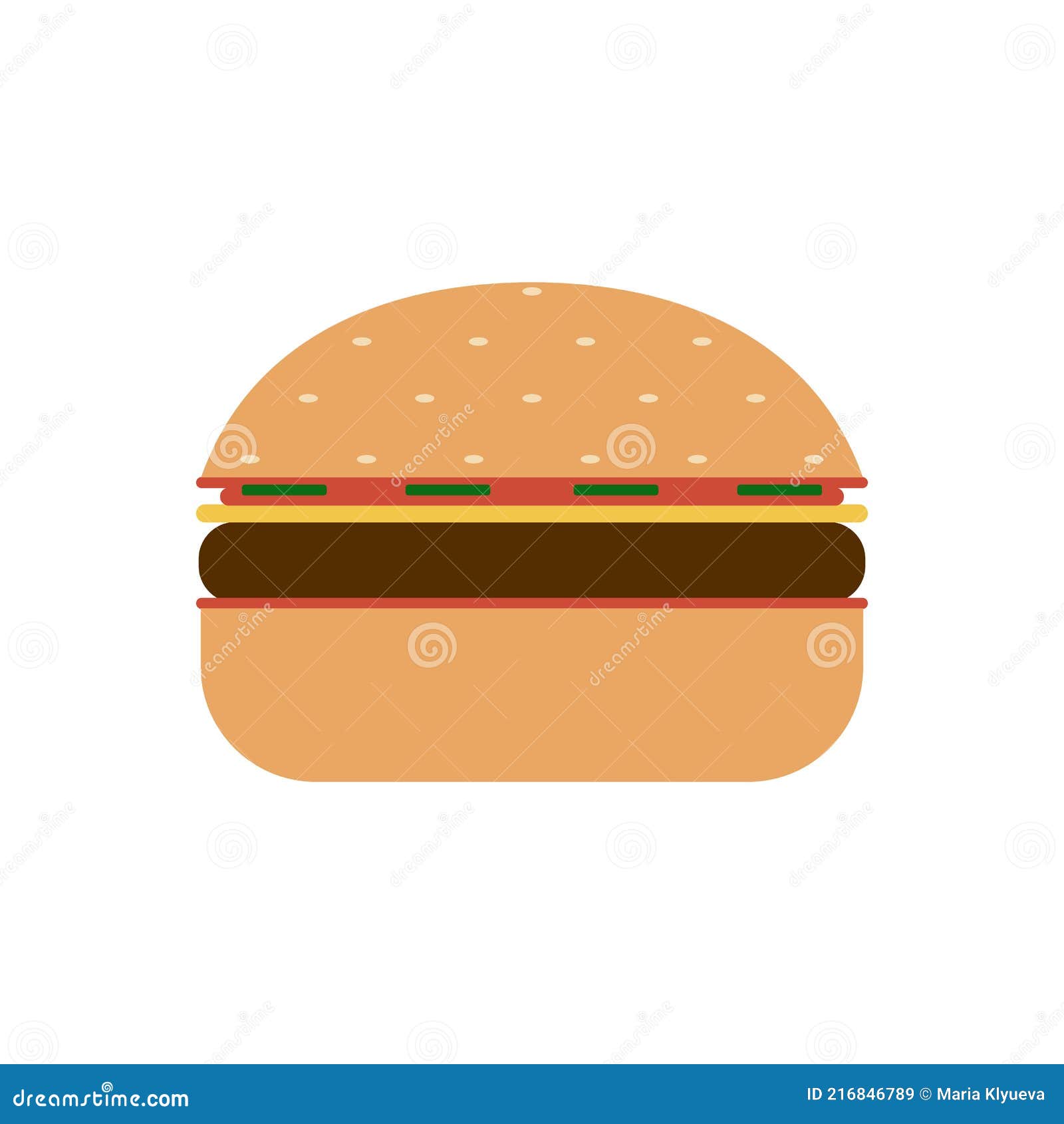Fast Food Burger Flat Isolated 2d Vector. Stock Vector - Illustration ...
