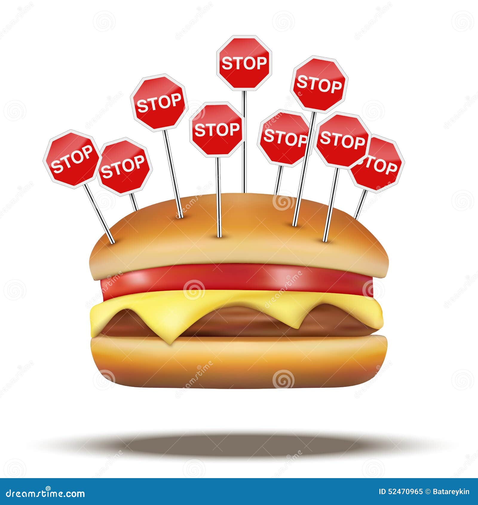 Fast Food Burger with STOP Signs Stock Vector - Illustration of danger ...