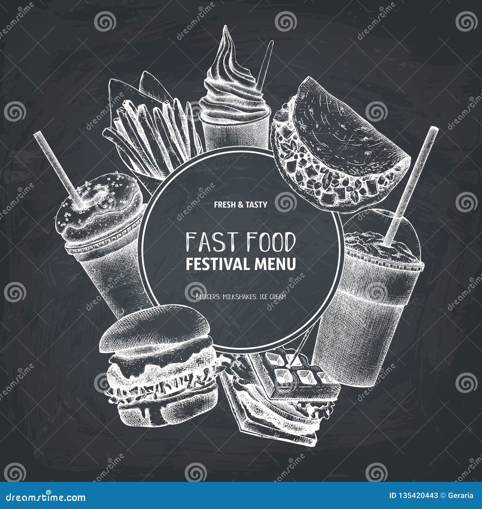 Fast Food Art. Engraved Style Design with Vector Drawing for Logo, Icon ...