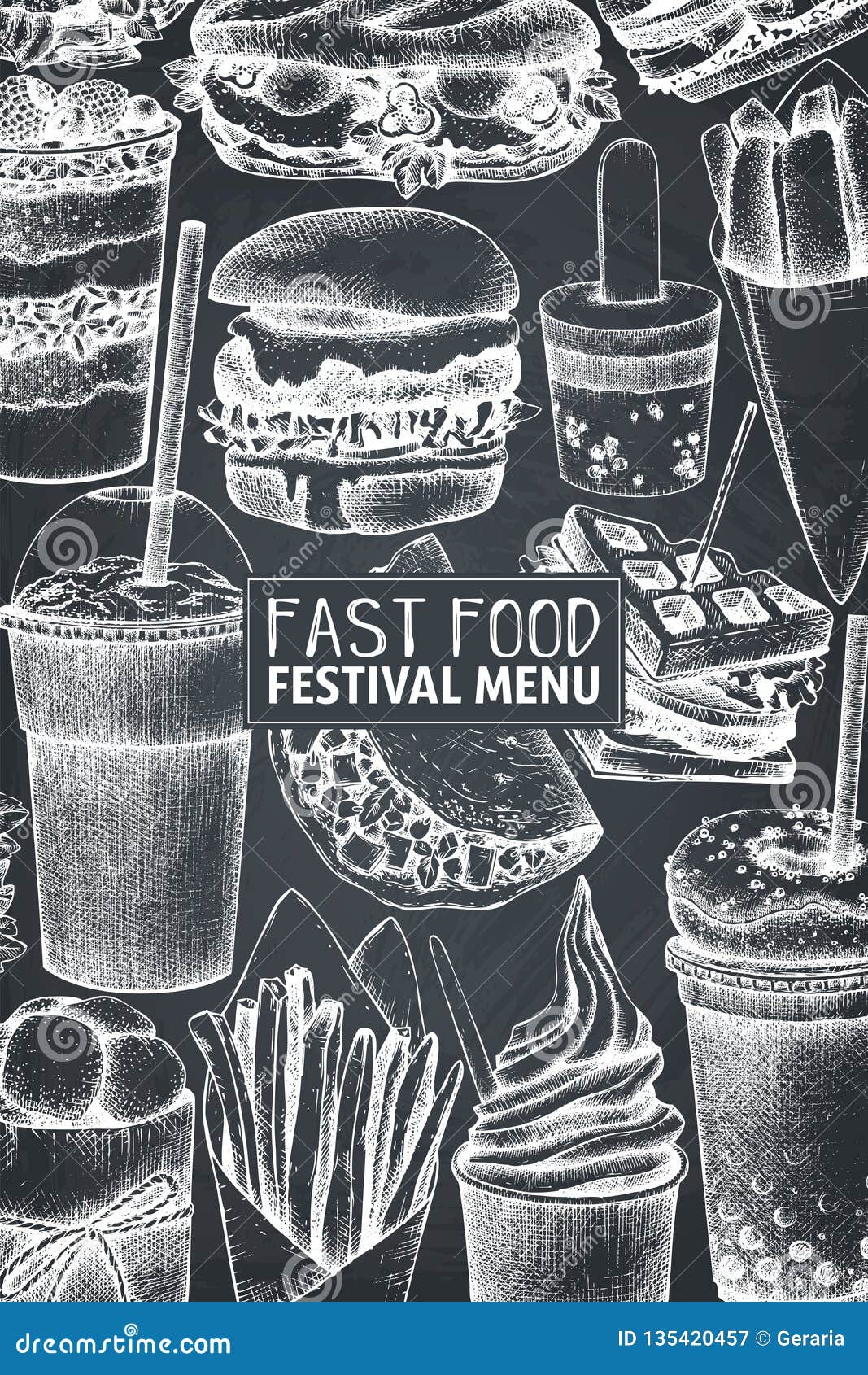 Vintage Design for Fast Food Restaurant. Vector Street Food Menu ...