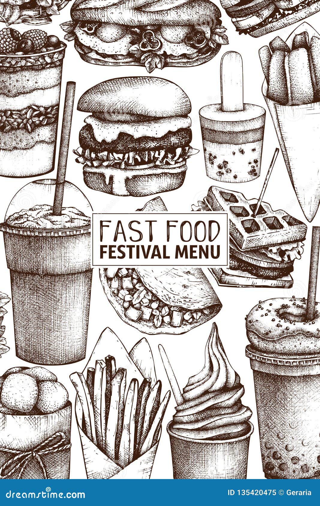 Vintage Design for Fast Food Restaurant. Vector Street Food Menu ...