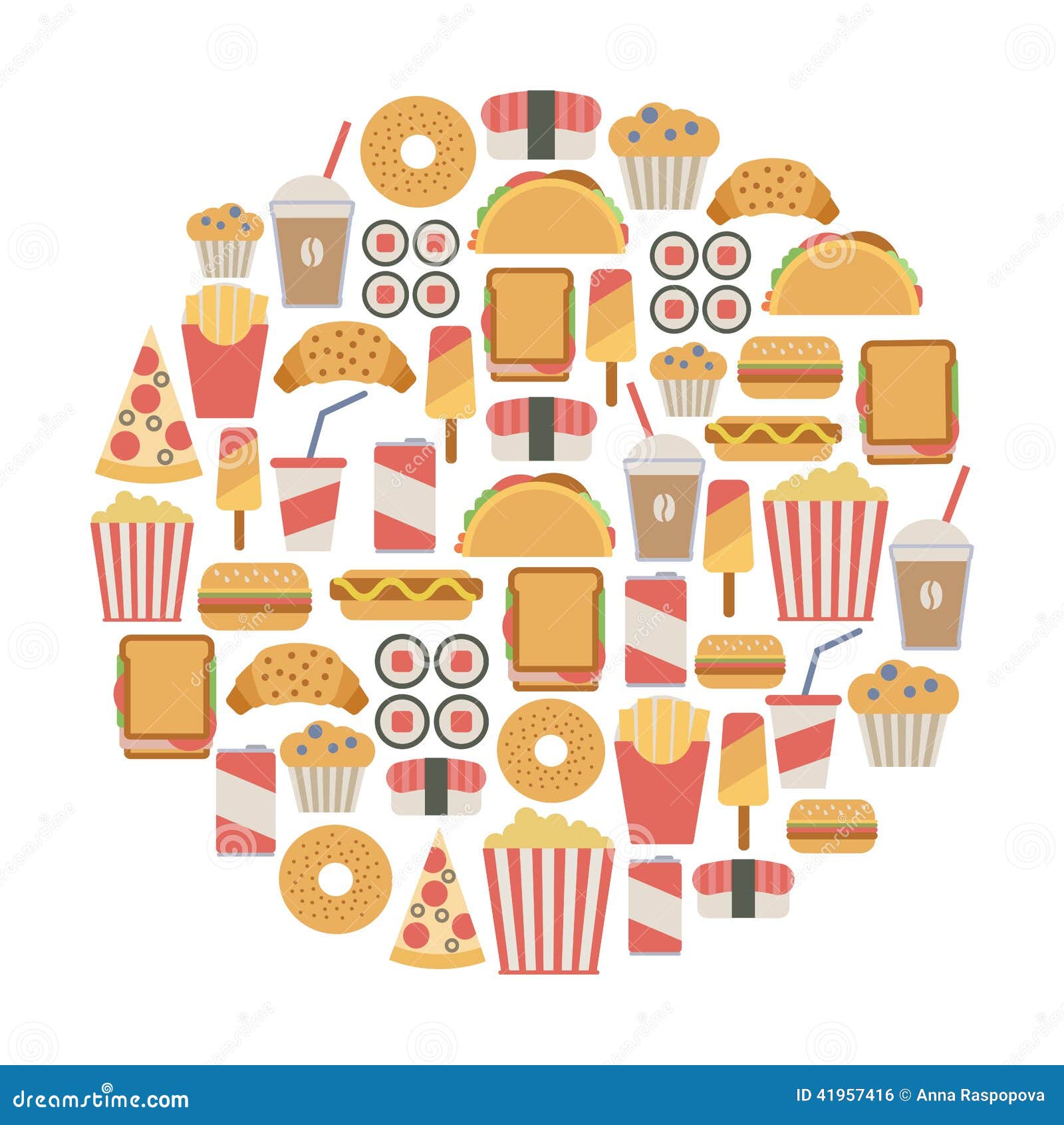 Fast food card stock vector. Illustration of food, element - 41957416