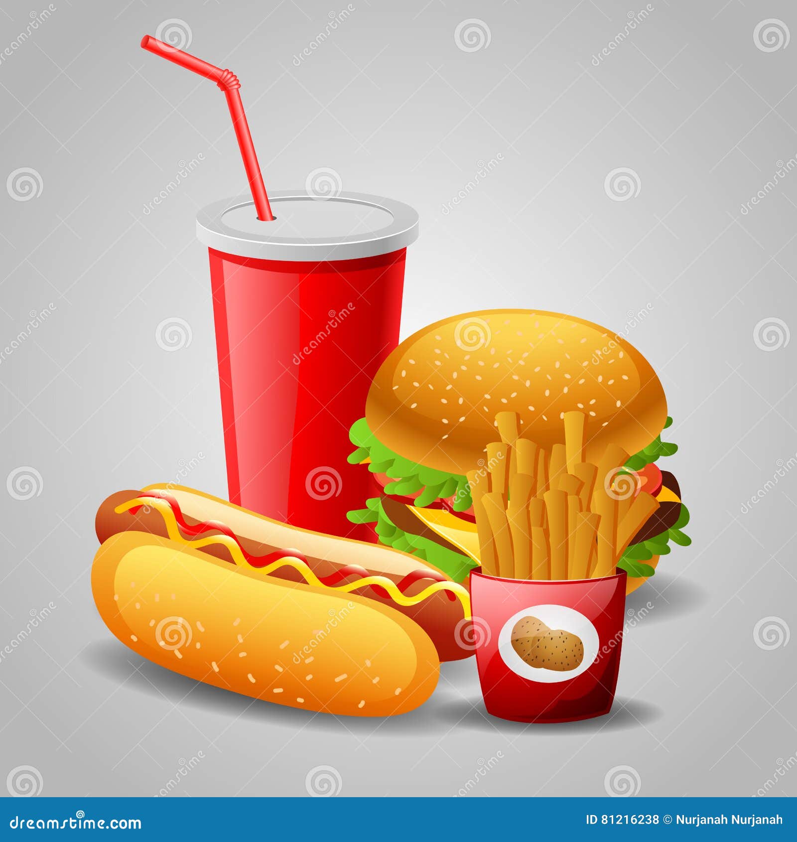 Fast Food Cartoon Collection Stock Vector - Illustration of grill ...