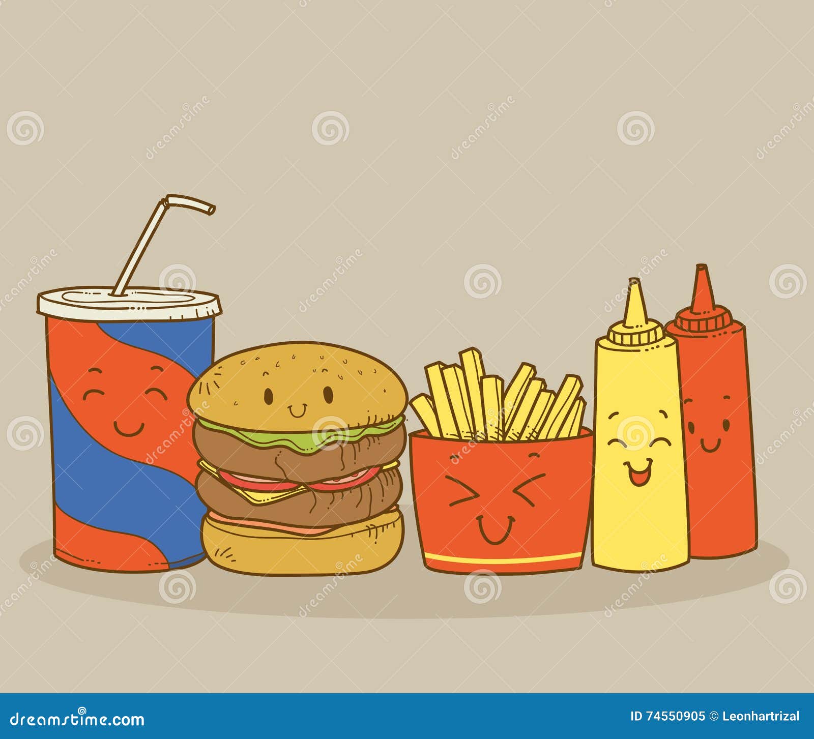 Fast food cartoon stock vector. Illustration of vector - 74550905