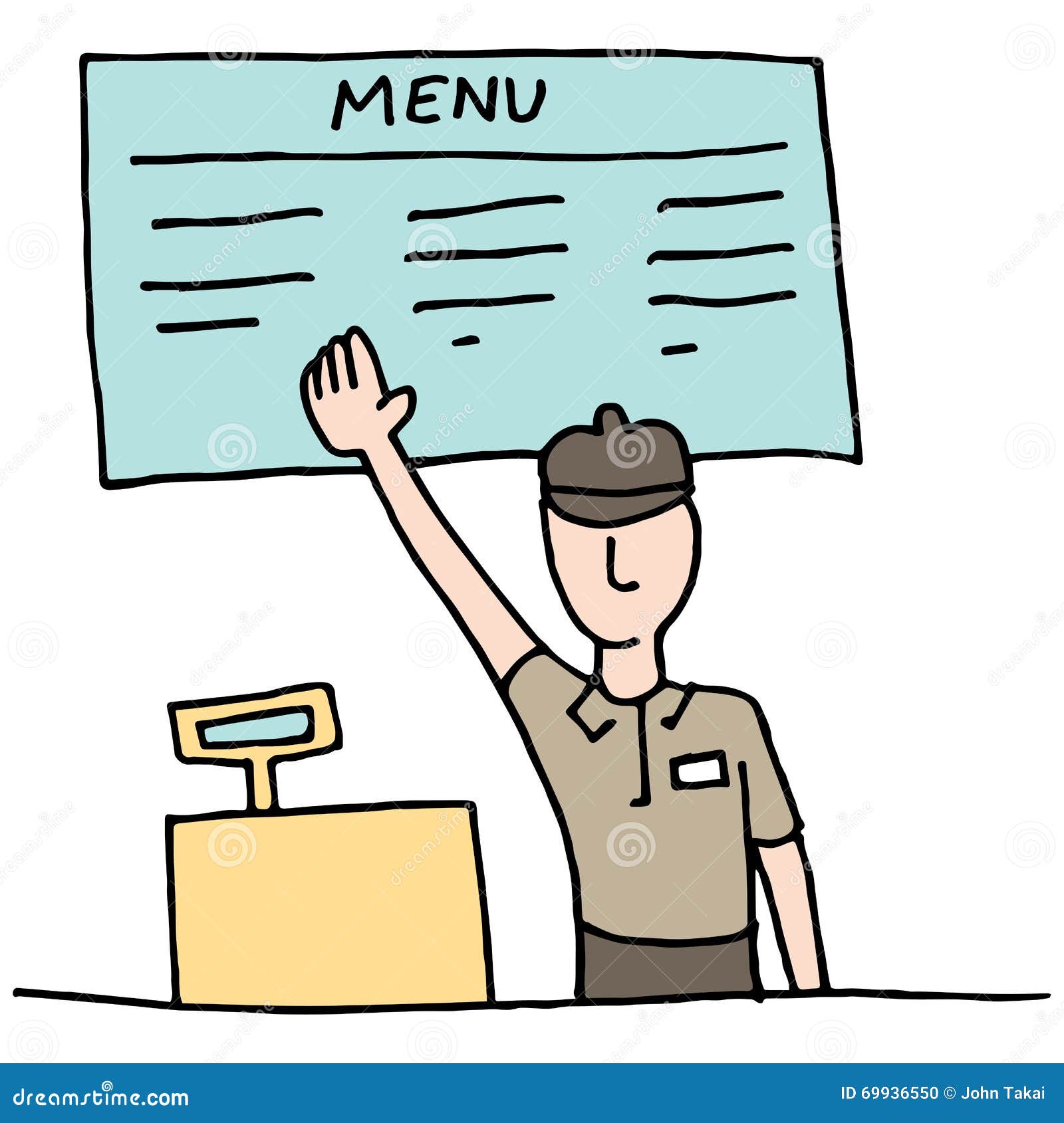 Fast Food Cashier stock vector. Illustration of uniform - 69936550