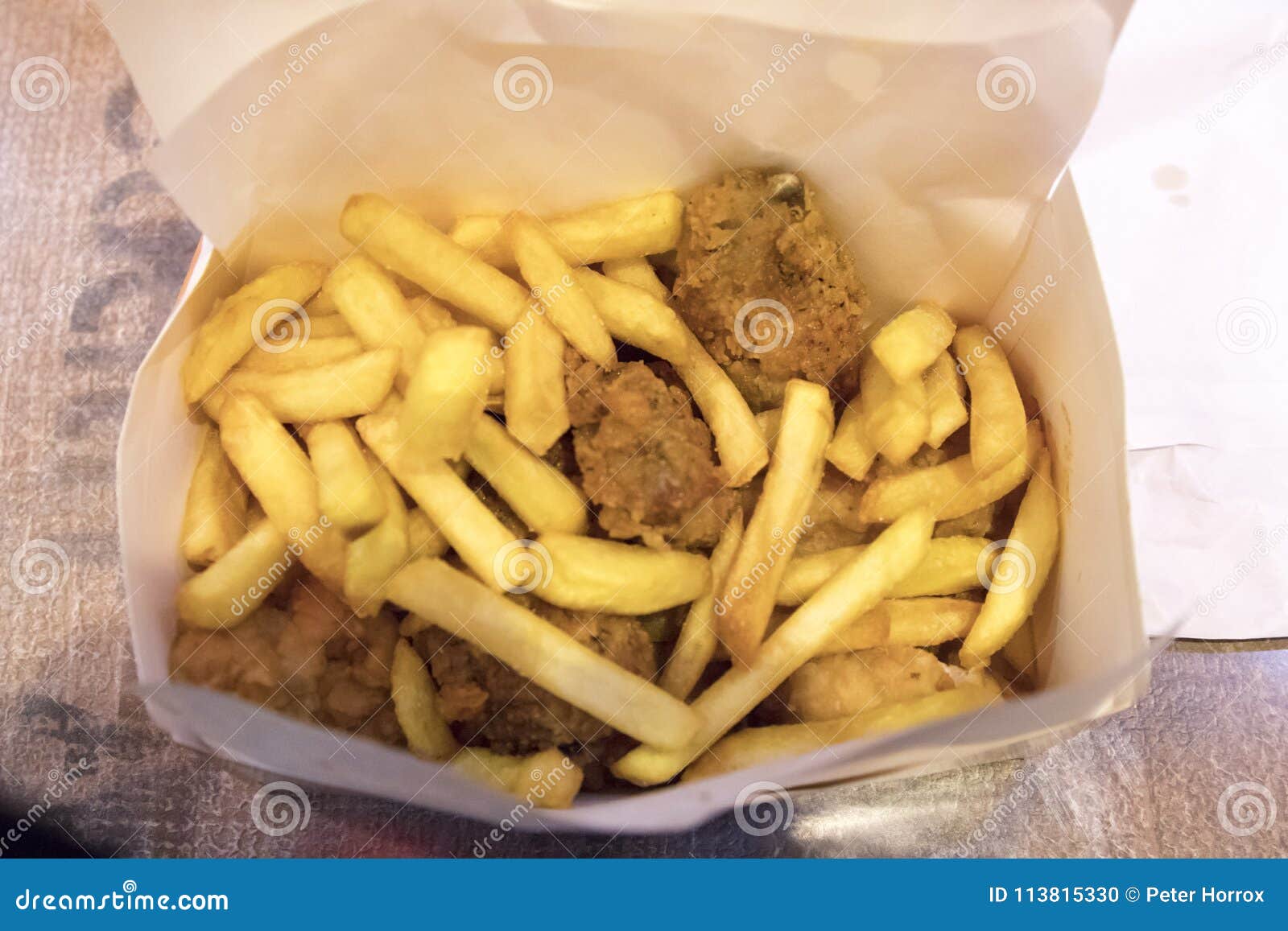 Fast Food Chicken and Chips in a Box Stock Photo - Image of dish, junk ...