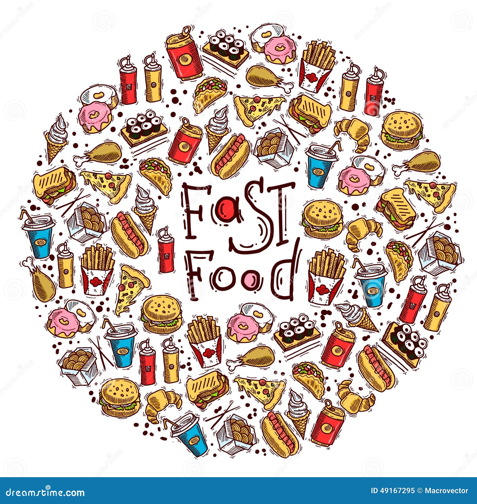 Fast Food Circle stock vector. Illustration of hotdog - 49167295
